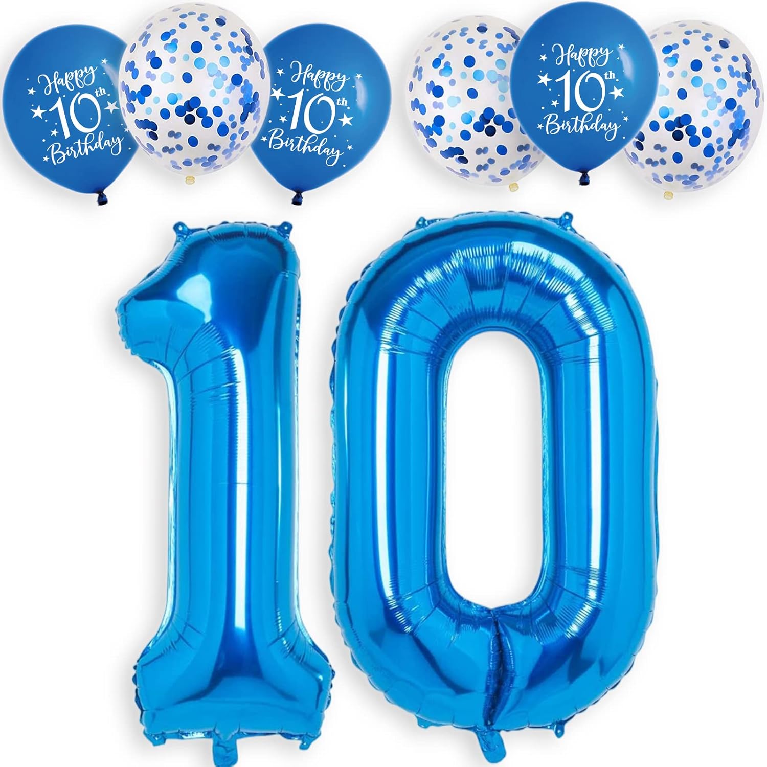 Gidobo 40Inch Birthday Number Balloons 10, Blue Large Foil Balloons ...