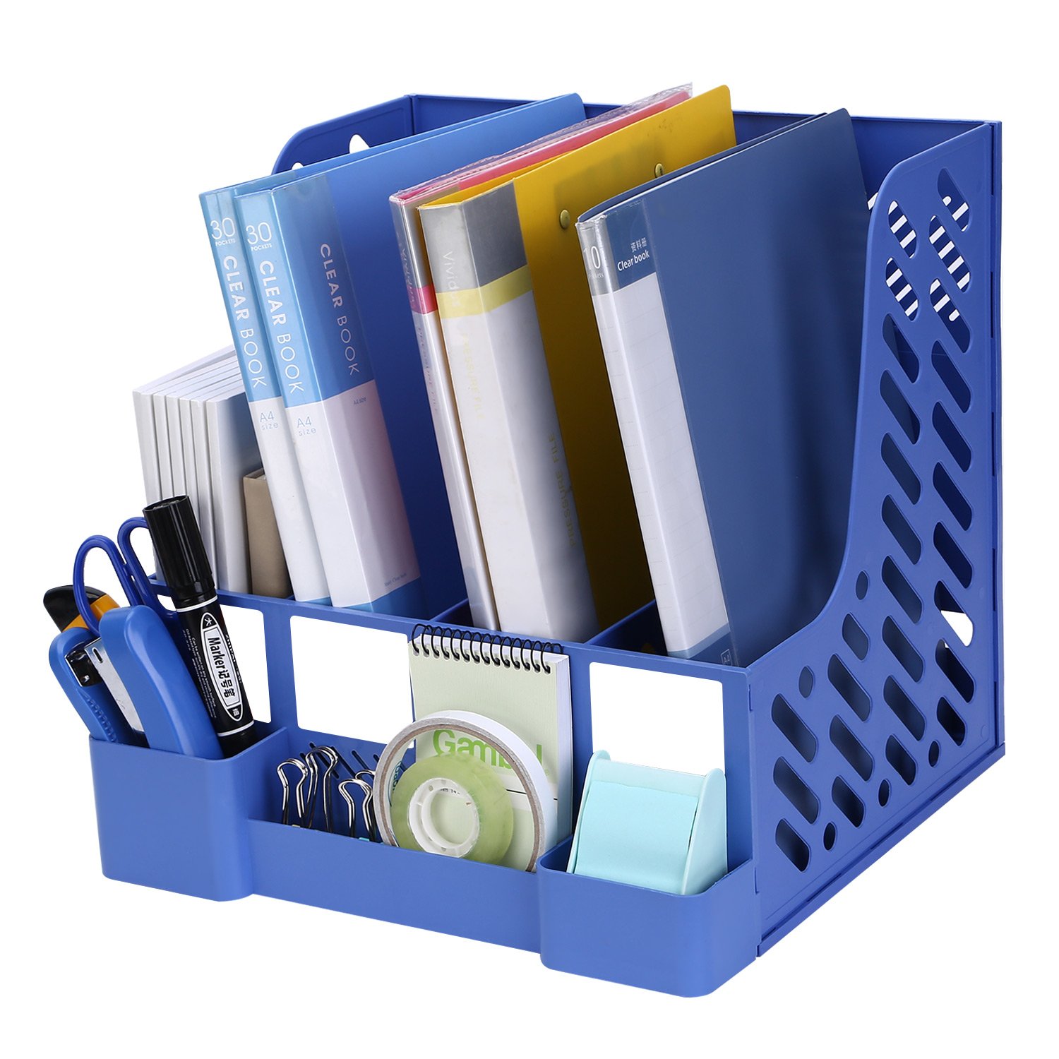 Buy TOROTON Magazine Holder Rack, 4 Compartment Plastic Mesh Desktop ...