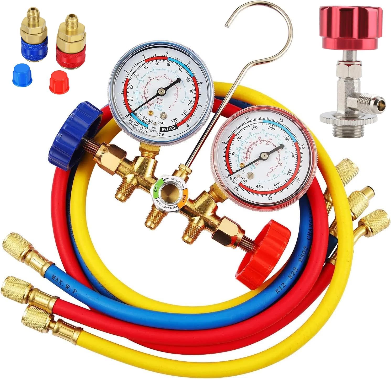 R134A Manifold Gauge Set with R134a Can Tap R134a Quick Coupler,3 Way ...