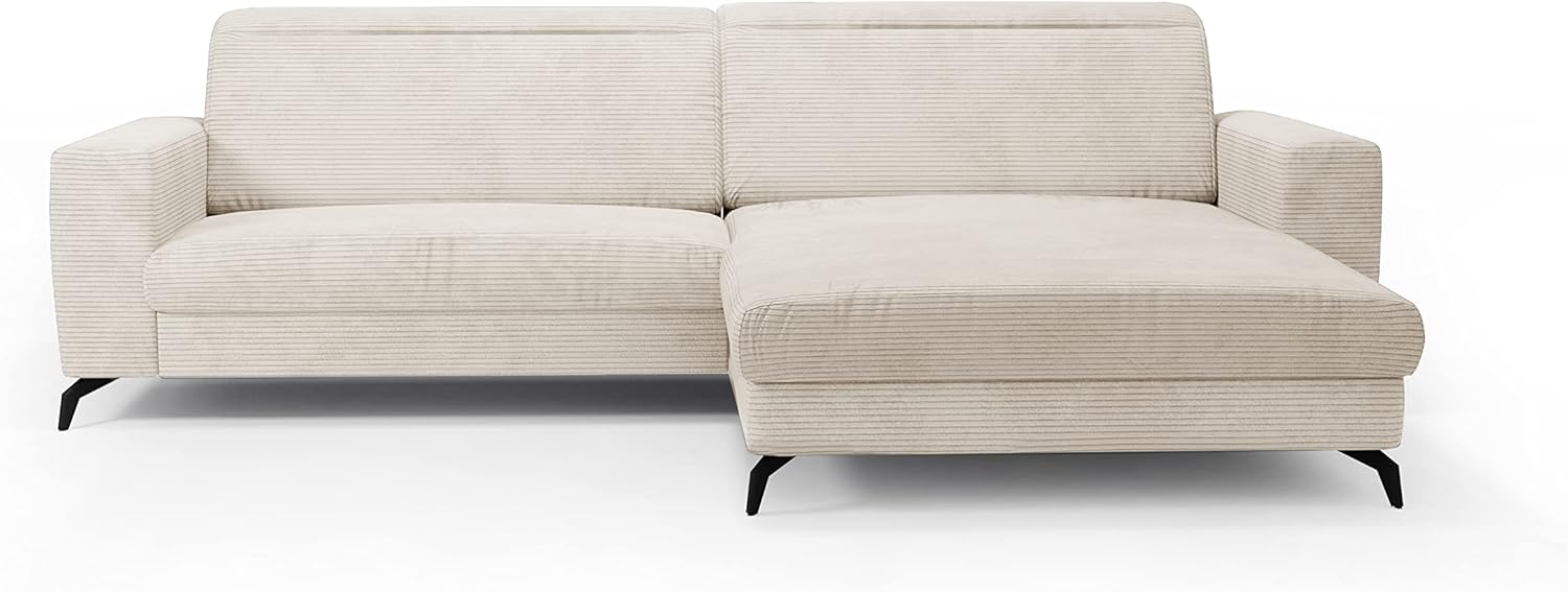 CAVADORE Ecksofa Bounce mit Cord-Bezug / L-Form-Sofa mit Longchair ...