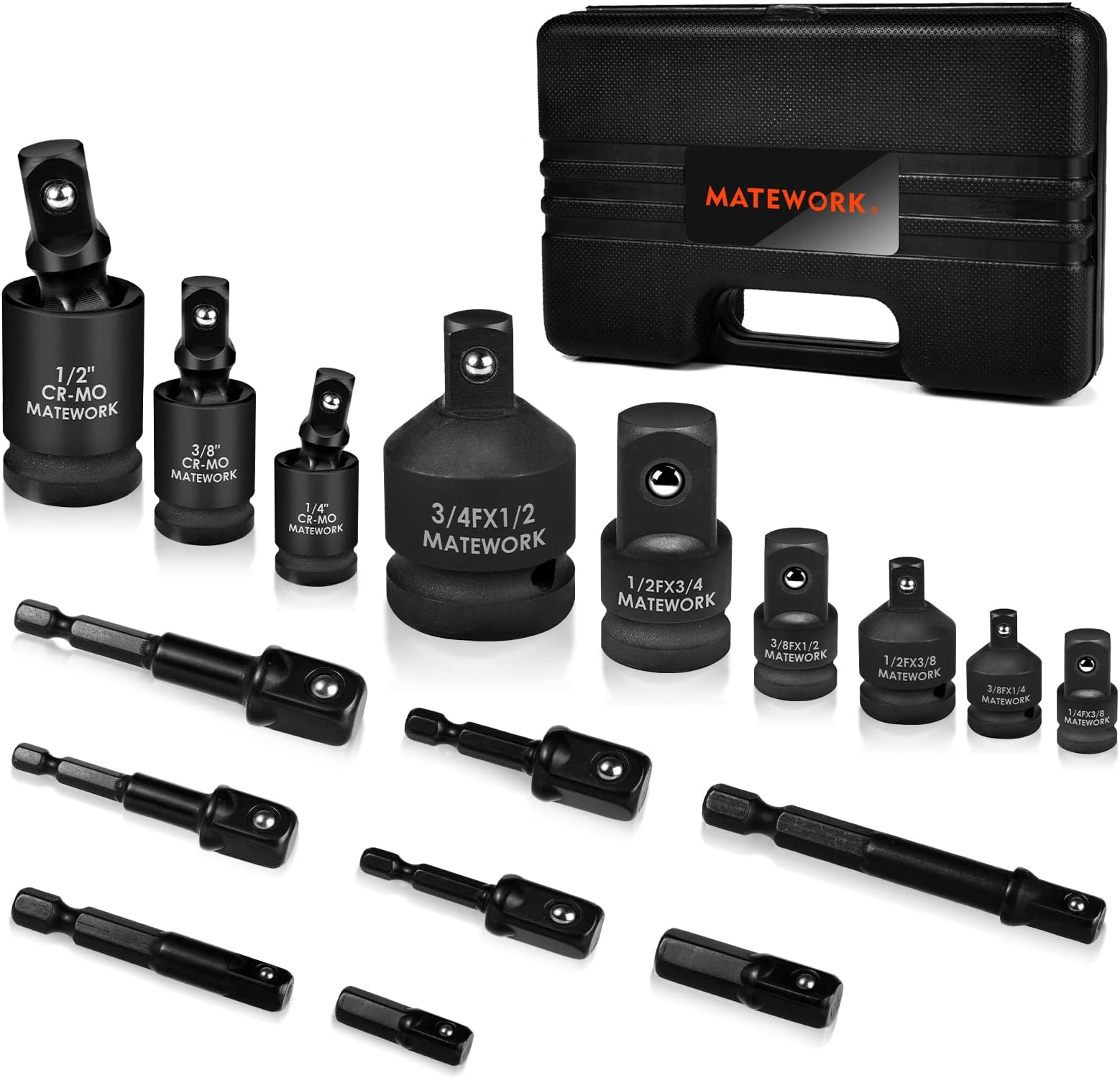 TONYNOL 8 Piece Impact Socket Adapter and Reducer Set,1/4" 3/8" 1/2" 3/ ...