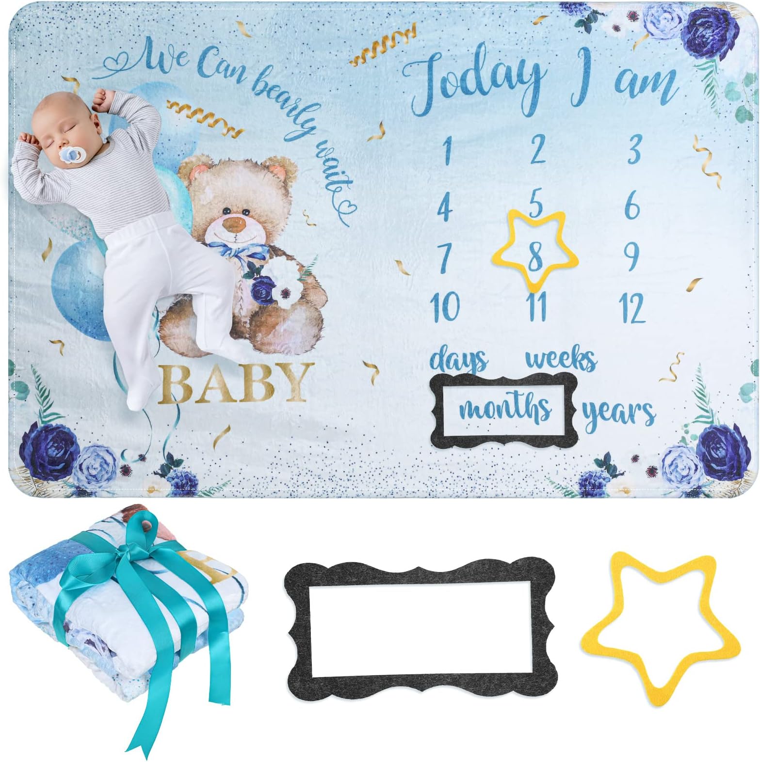 Amazon.com: Xaatren Baby Months Blanket 60'' x 40'' Milestone Blanket ...