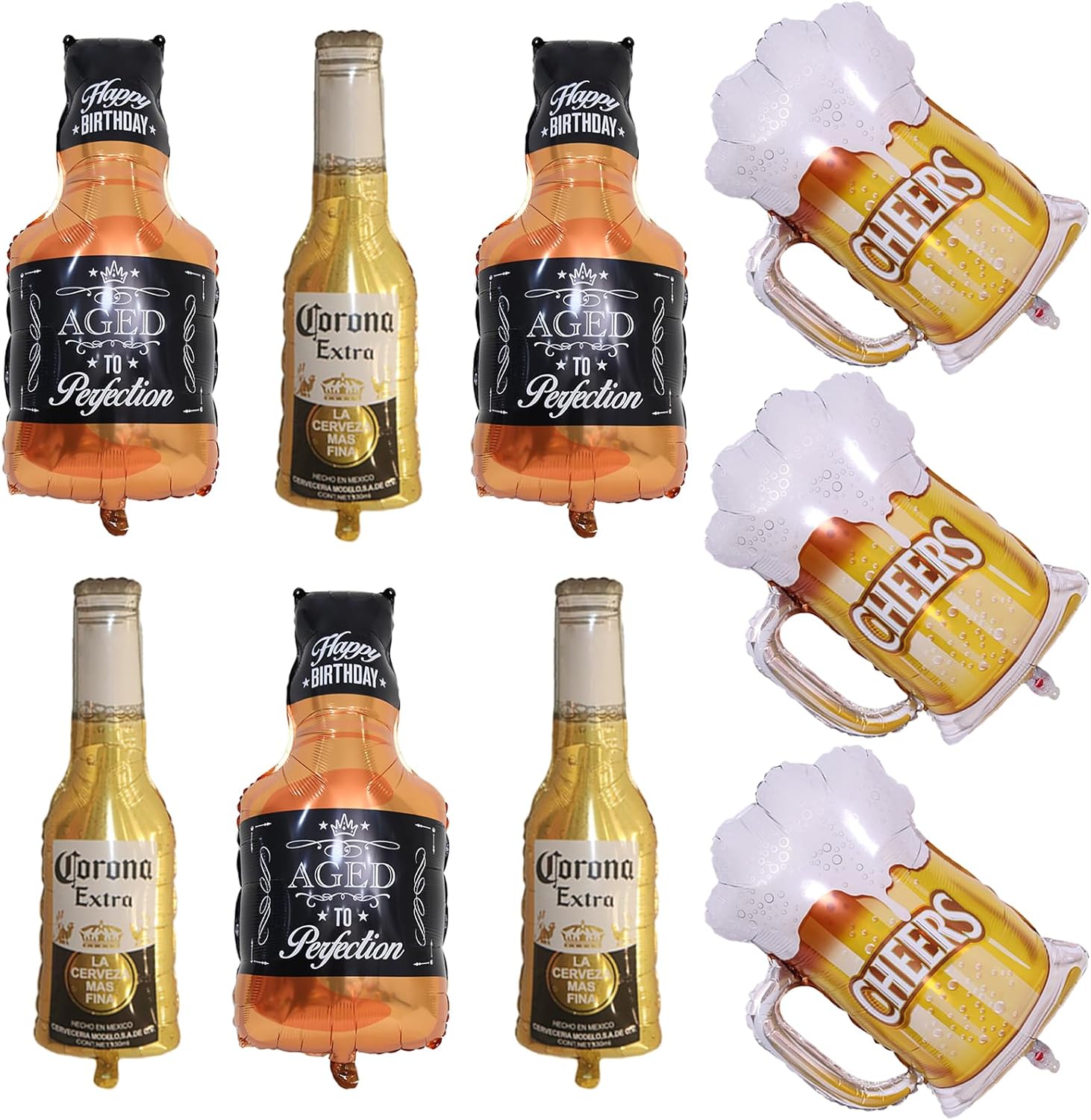 Amazon.com: 9 Pcs Whisky Bottle Foil Balloons Beer Cups Champagne Glass ...