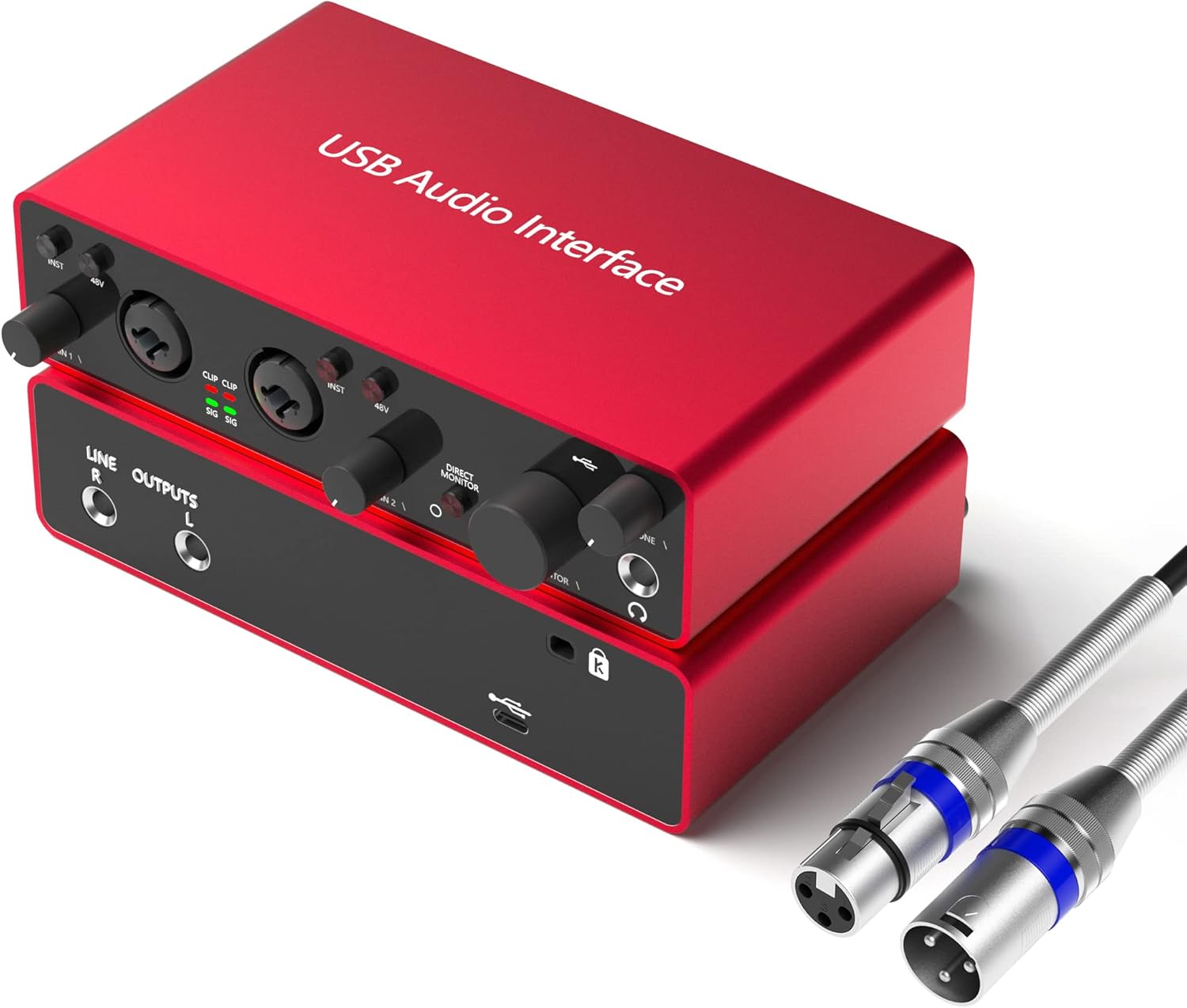 Amazon.com: 2nd Gen 2i2 Audio Interface with 48V Phantom Power 24 Bit ...