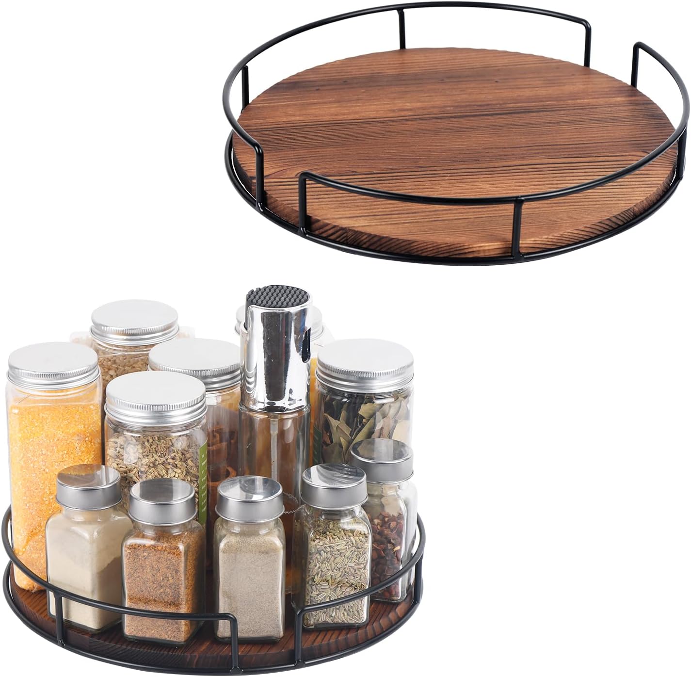 Amazon.com - Kigley 4 Pcs Acacia Wood Lazy Susan Organizers Lazy Susan ...