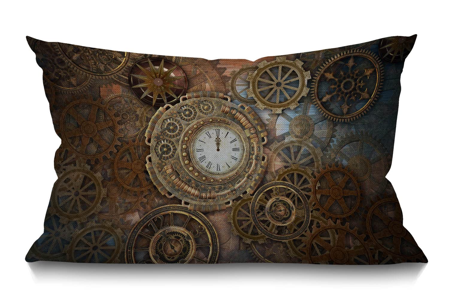 BGBDEIA Steampunk Cushion Cover Farmhouse Rusty steampunk with clock ...