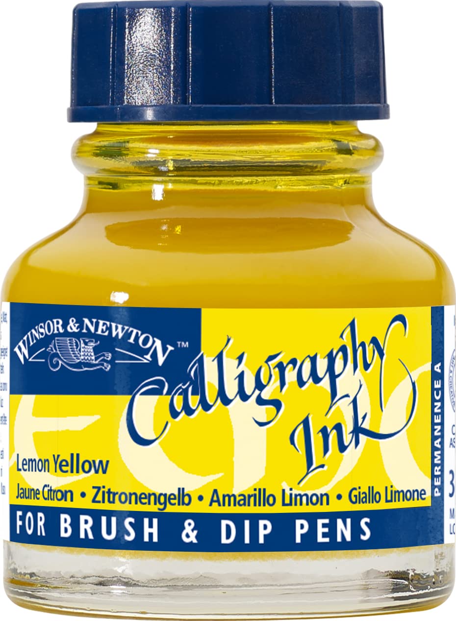 Winsor & Newton Calligraphy Ink Bottle, 30 ml - Lemon Yellow , 1111345 ...