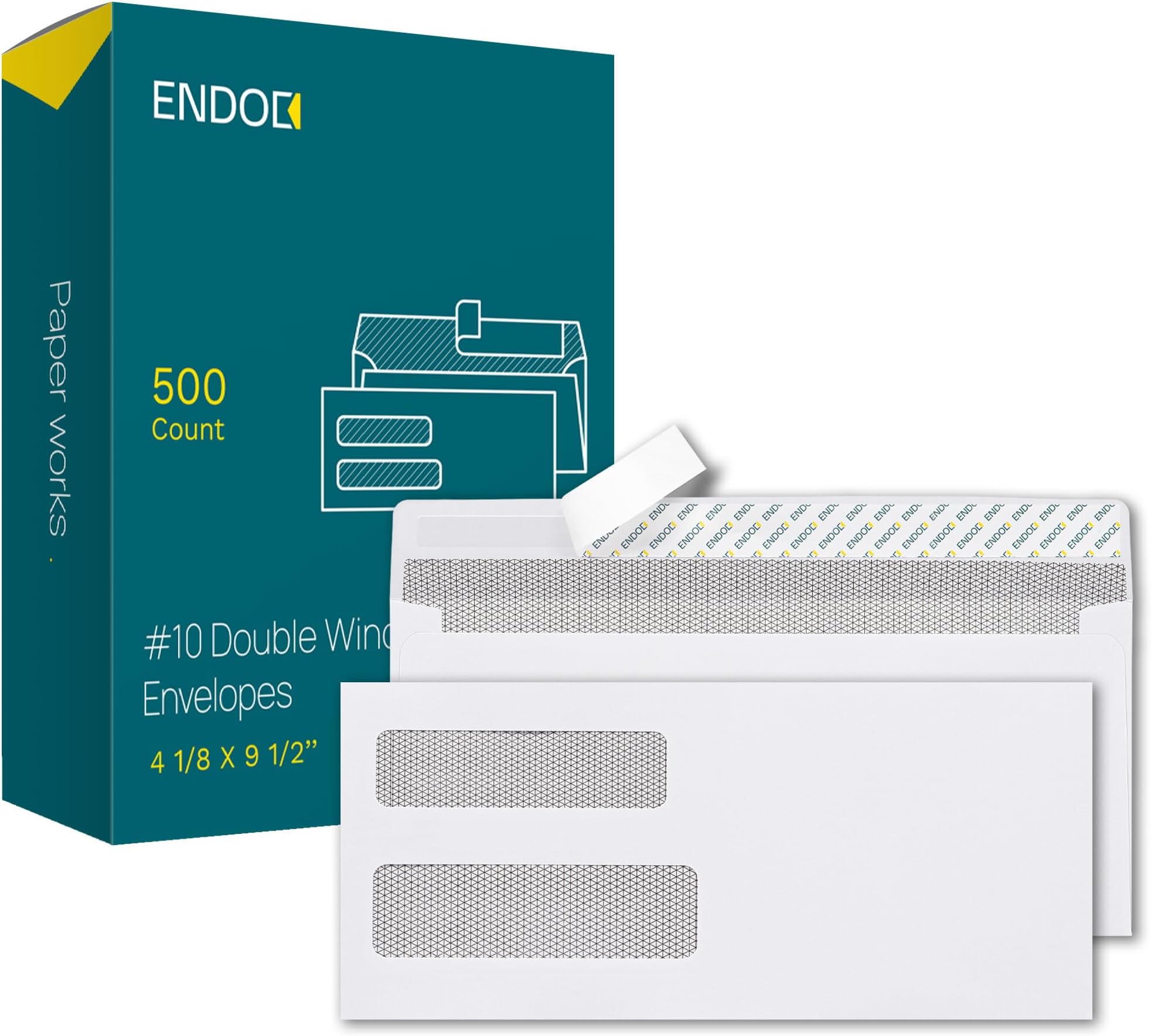 Amazon.com : 500 No. 10 Double Window Envelopes Self Seal #10- For ...