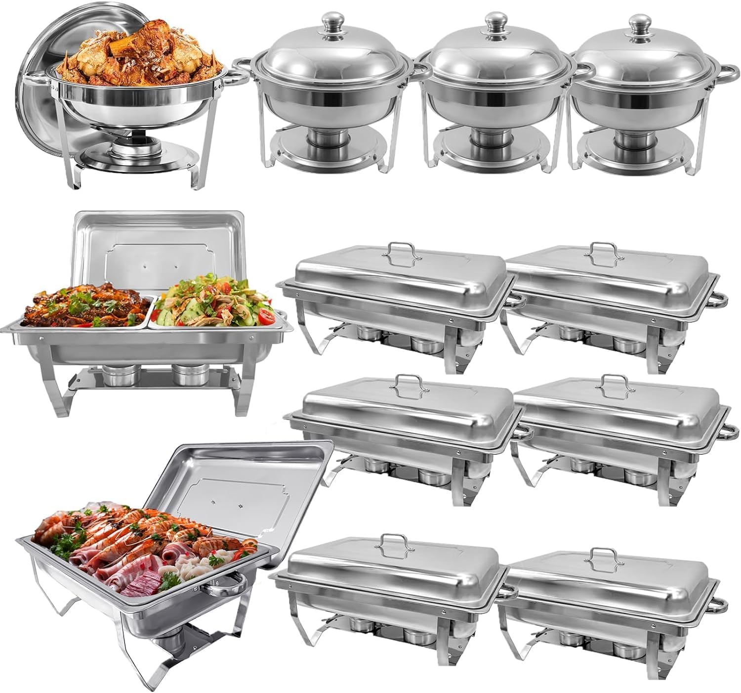 Amazon.com: EVGTTI Chafing Dish Buffet Set 12 Pack, Buffet Servers and ...