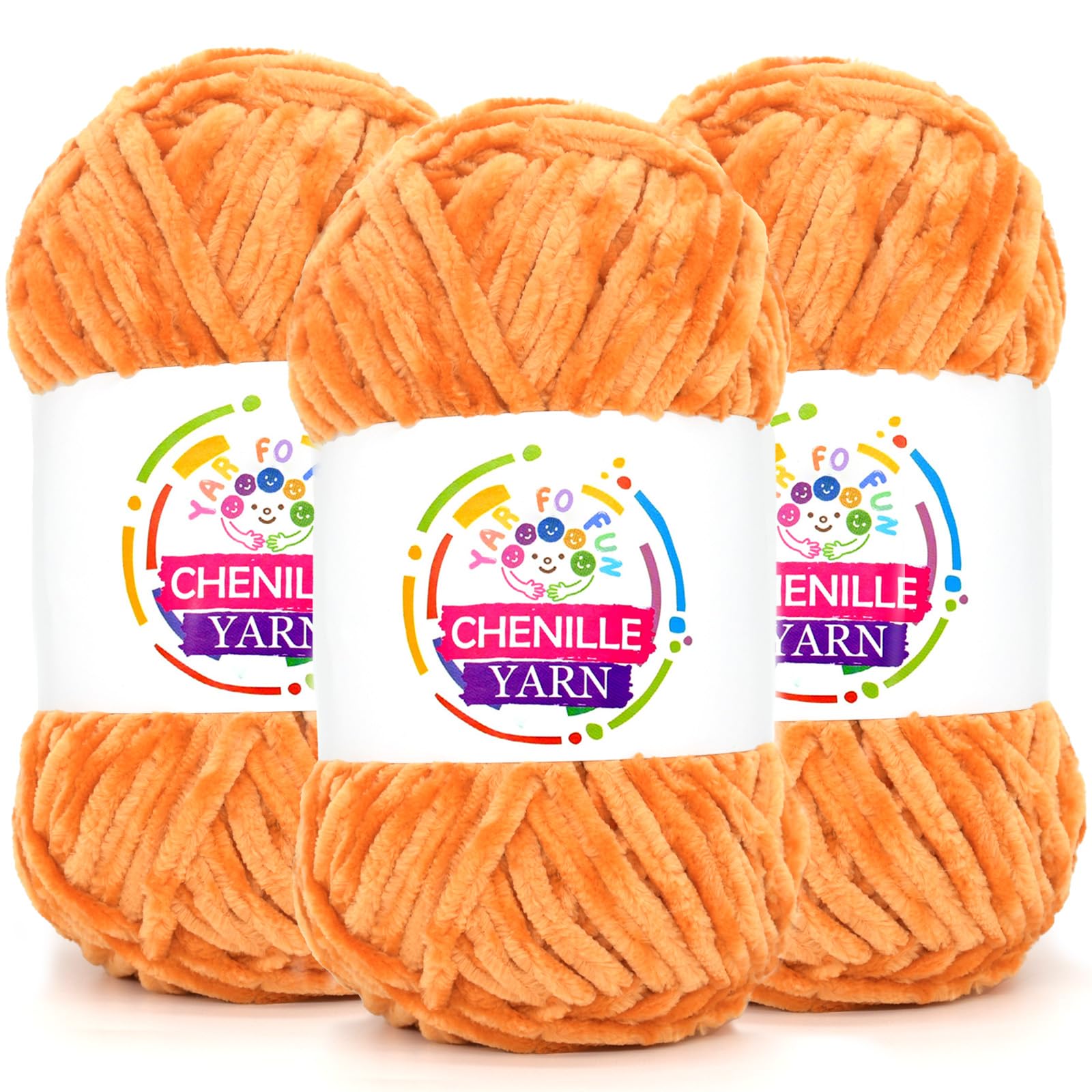 Amazon.com: 3 Pack Velvet Chenille Yarn for Crocheting,Orange Fluffy ...