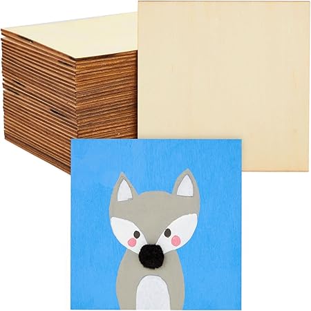 Amazon.com: 60 Pack Unfinished Wood Squares for Crafts, Wooden Tiles ...