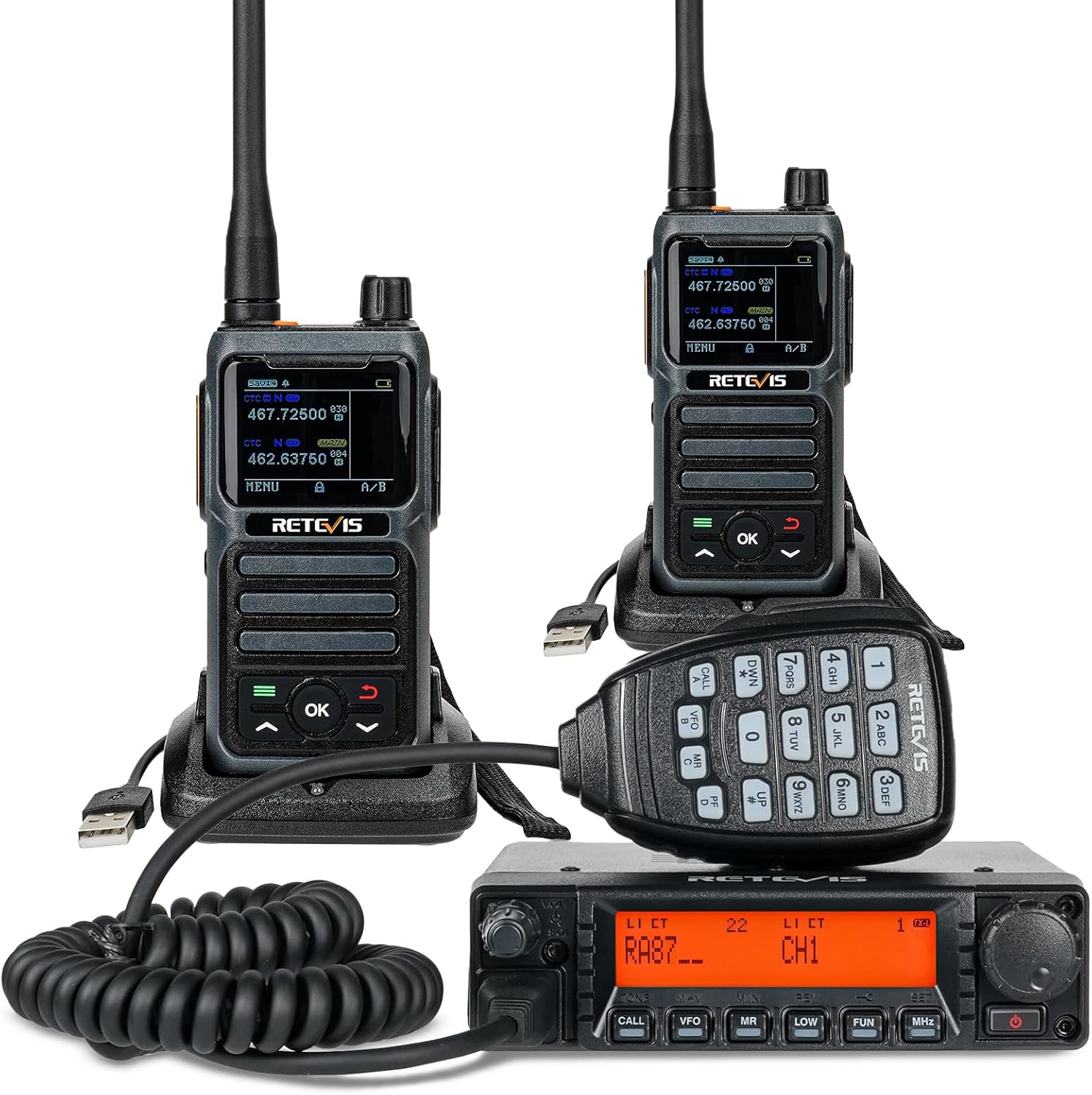 Amazon.com: Retevis RA87 GMRS Mobile Radio with Integrated Control Mic ...