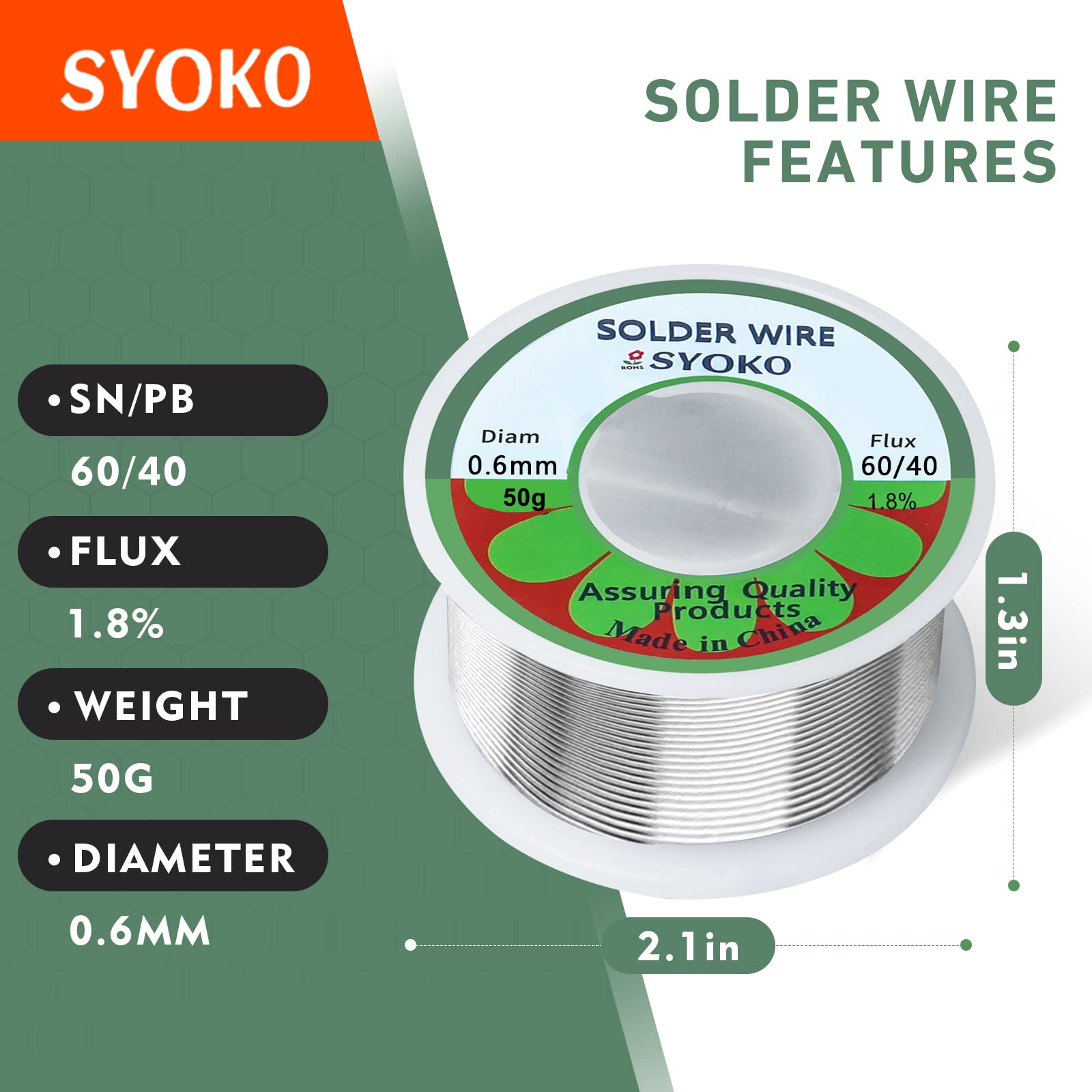Snapklik.com : SYOKO 60/40 0.6mm 50g Tin Lead Rosin Core Solder Wire ...