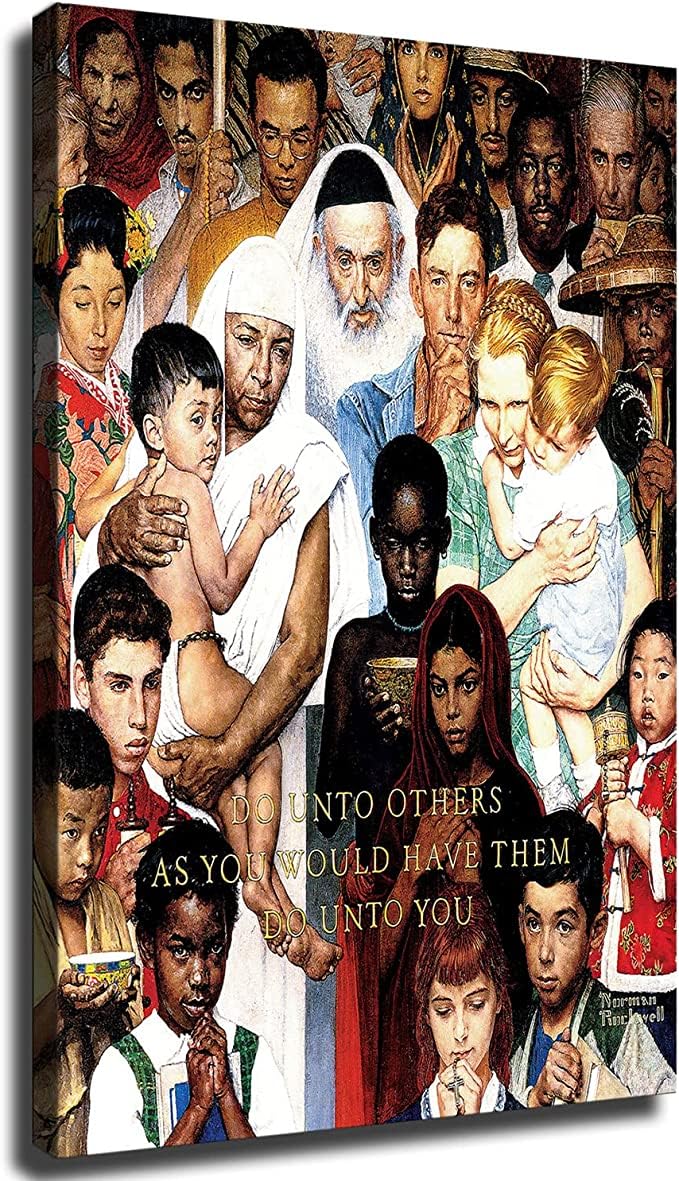 Amazon.com: ERkaL The Golden Rule Norman Rockwell Poster Canvas ...