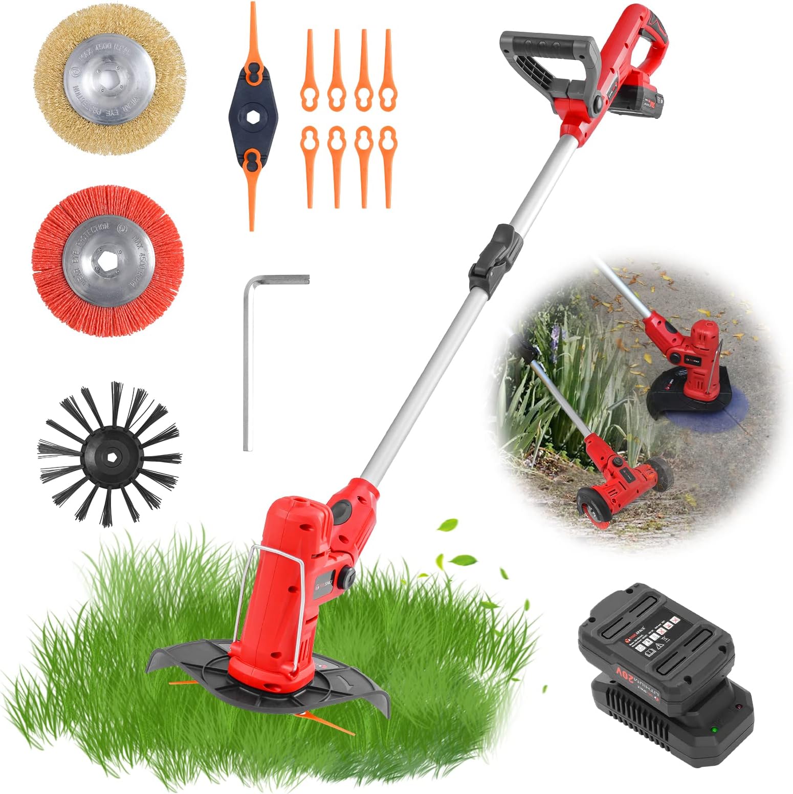 Amazon.com : Hengriacly Weed Wacker Battery Operated 2 X 4000mAh, 21V ...