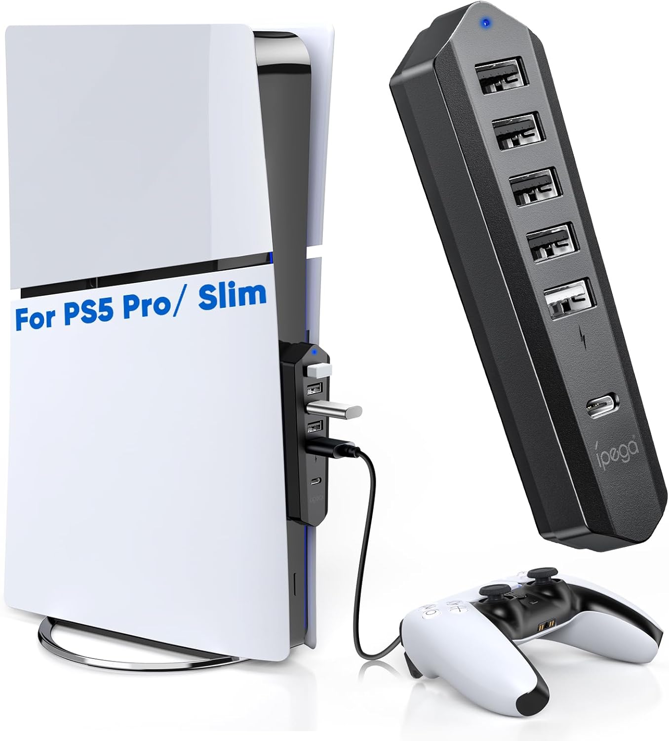 Amazon.com: 6 Ports USB Hub Only for PS5 Pro/Slim Console Disc ...