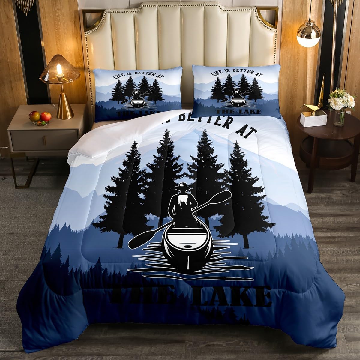 Amazon.com: Lake House Bedding Comforter Sets Twin Size, Smoky ...