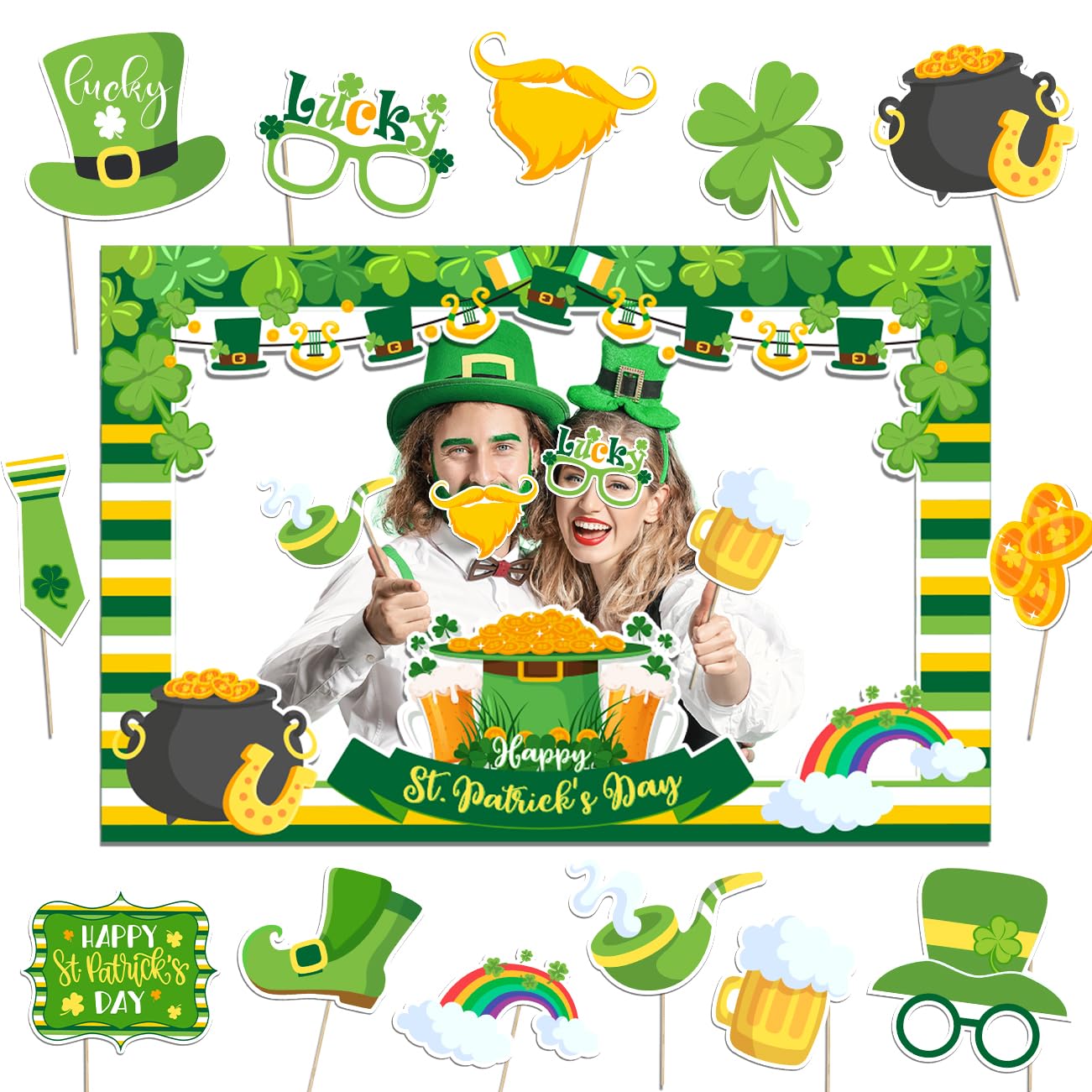 Amazon.com: St. Patrick's Day Photo Booth Props Kit, St Patricks Day ...