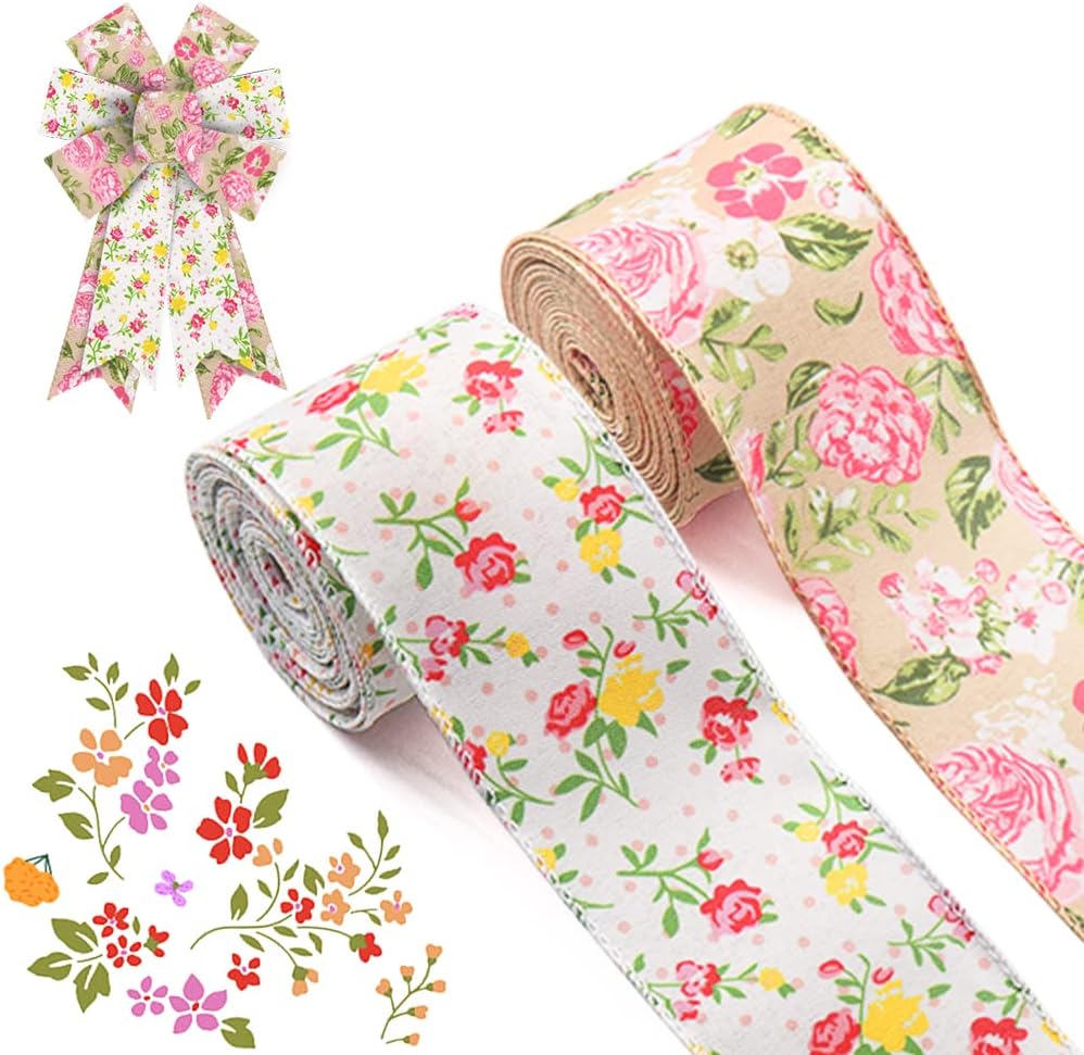 Amazon.com: DIY Printed Rose Flower Burlap Ribbon Jute Burlap Fabric ...
