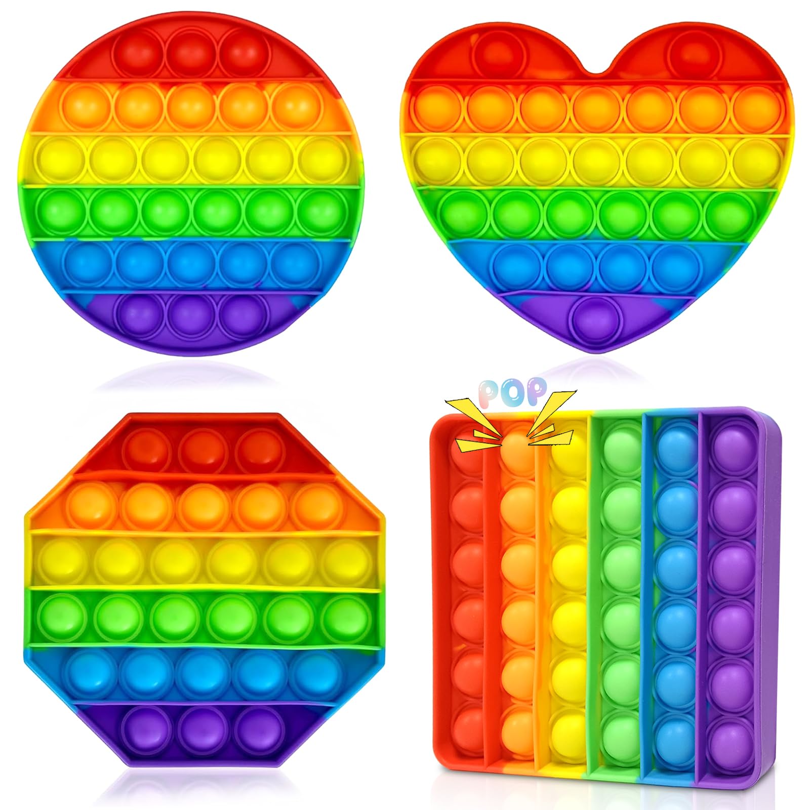 Fidget Balls Pop Fidget Toy Silicone Rainbow Keyboard With Letters And ...