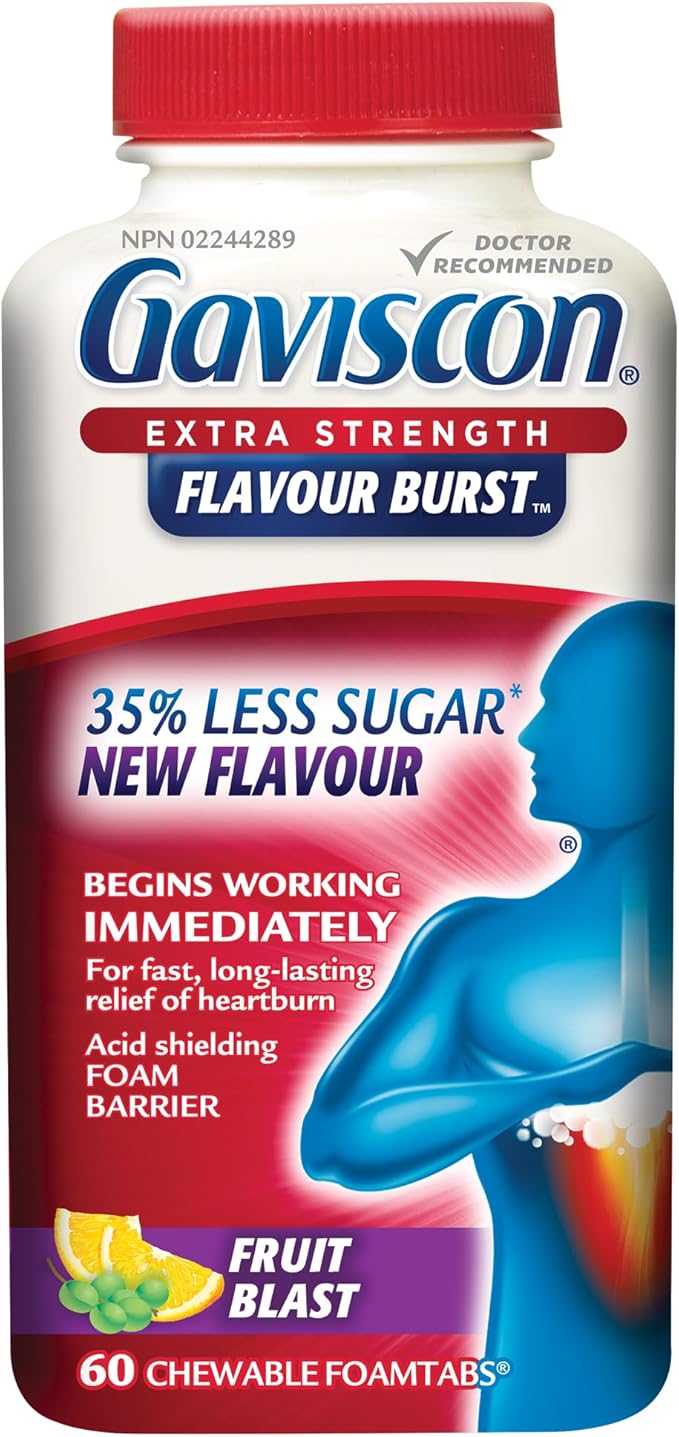 Gaviscon Extra Strength Flavour Burst Tablets - 60 Count - Chewable ...