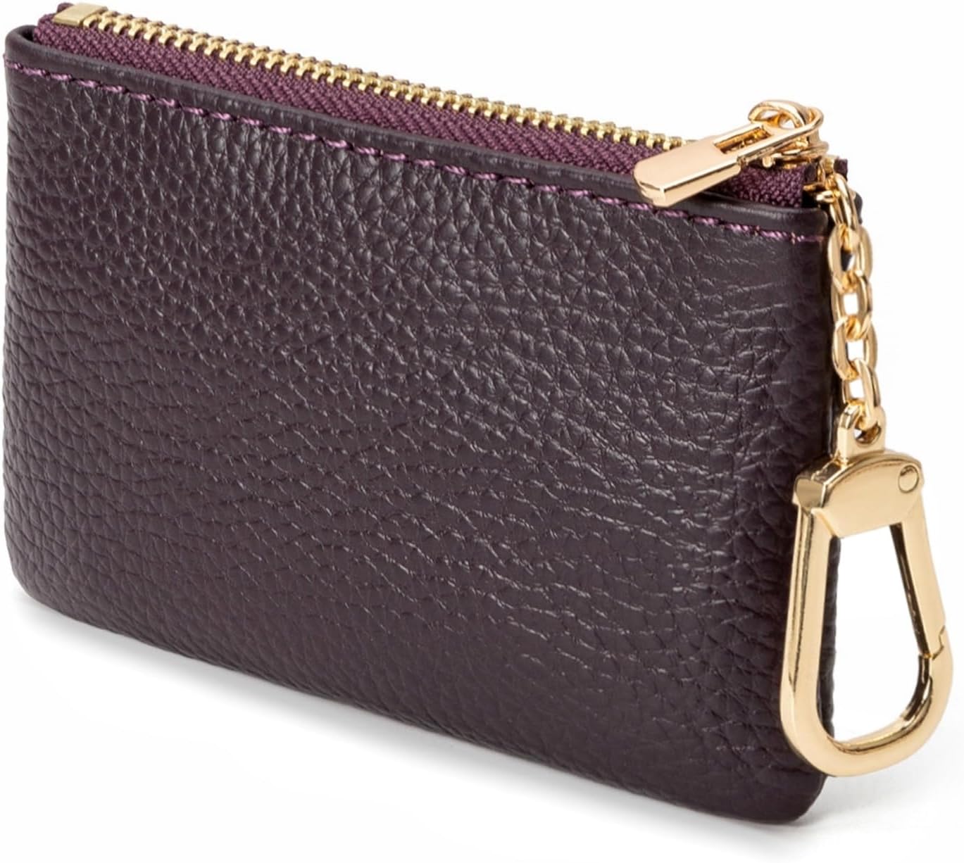 Amazon.com: LARENNT Full Grain Leather Coin Purse with Key Chain ...