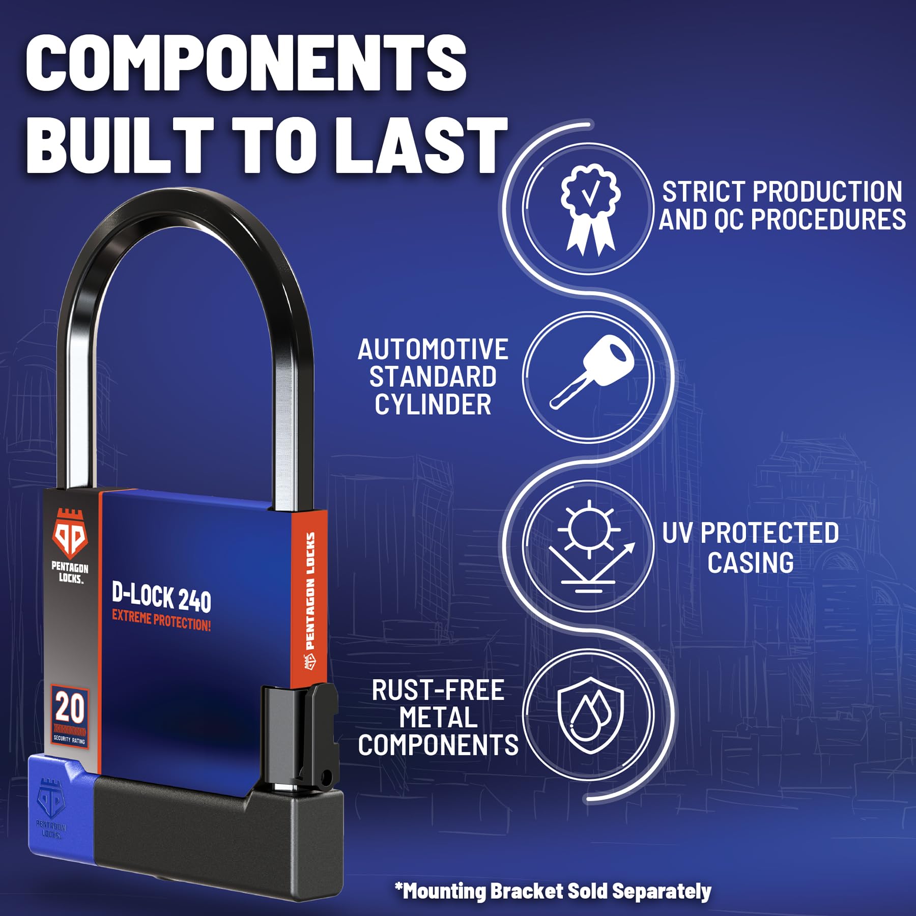 Snapklik.com : PENTAGON Bike U Lock - Patented Heavy Duty Anti Theft ...