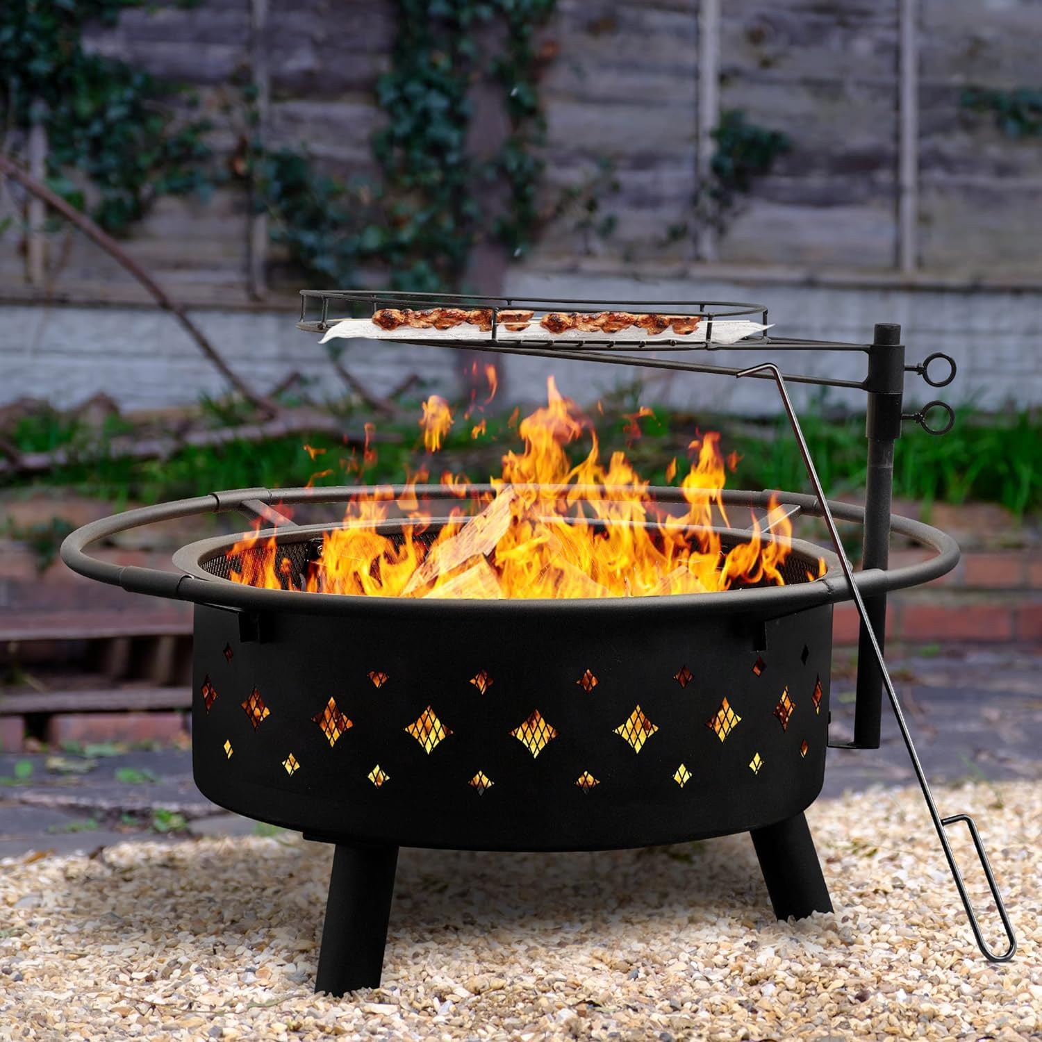 Amazon.com : OUTDOOR DIAMOND 30 Inch Fire Pit, Cast Iron Fire Pits for ...