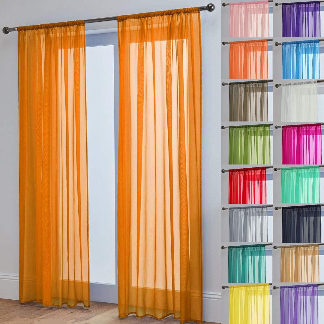 Orange Voile Net Curtain Panel 59" x 90" : Amazon.co.uk: Home & Kitchen