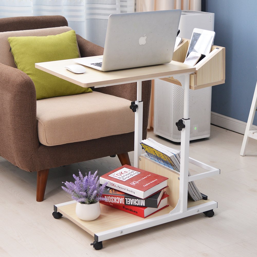 Hoogte Verstelbaar Bureau Over-Bed Tafels, Met Wielen Computer Laptop ...