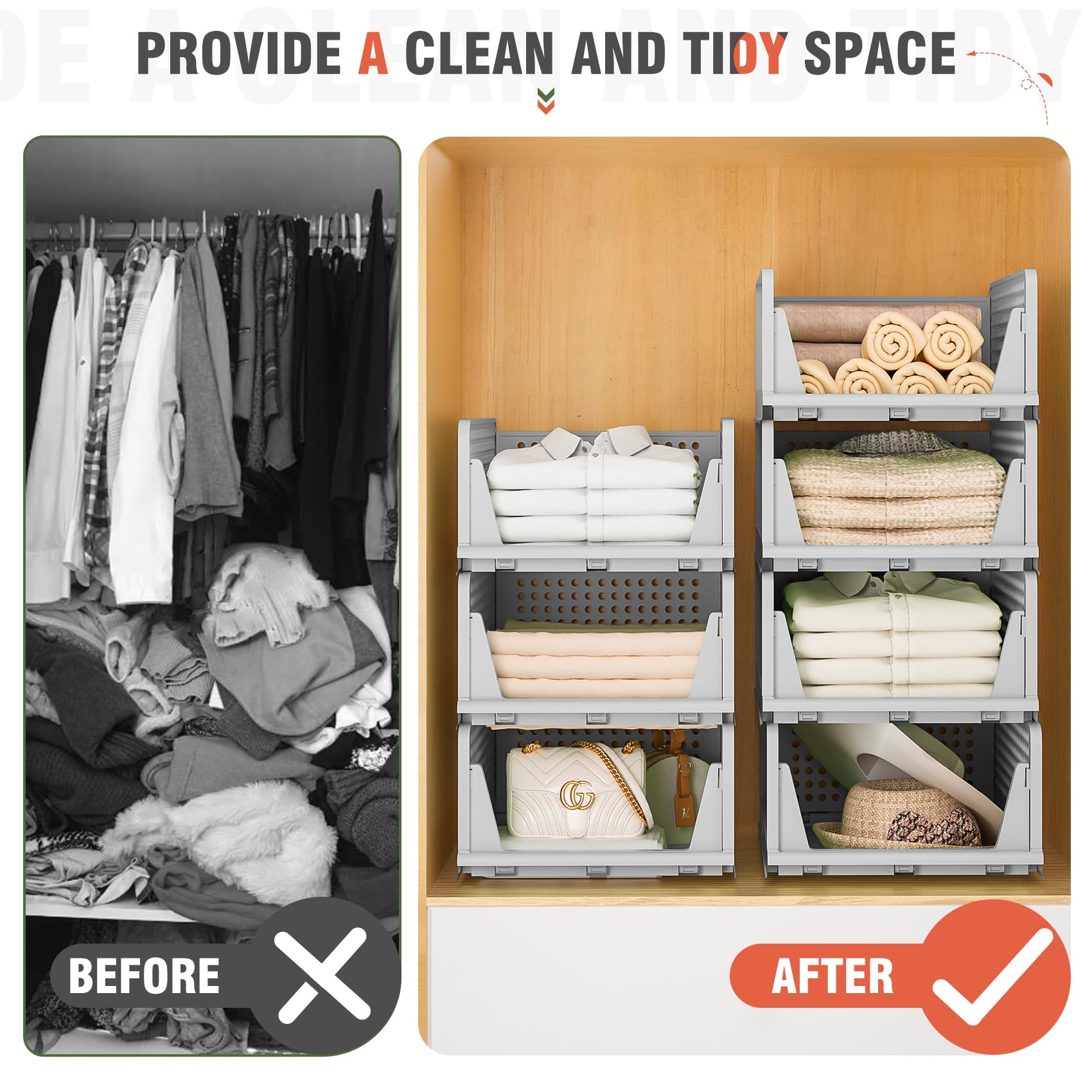 Snapklik.com : Stackable Plastic Storage Drawers For Closet Organizers ...