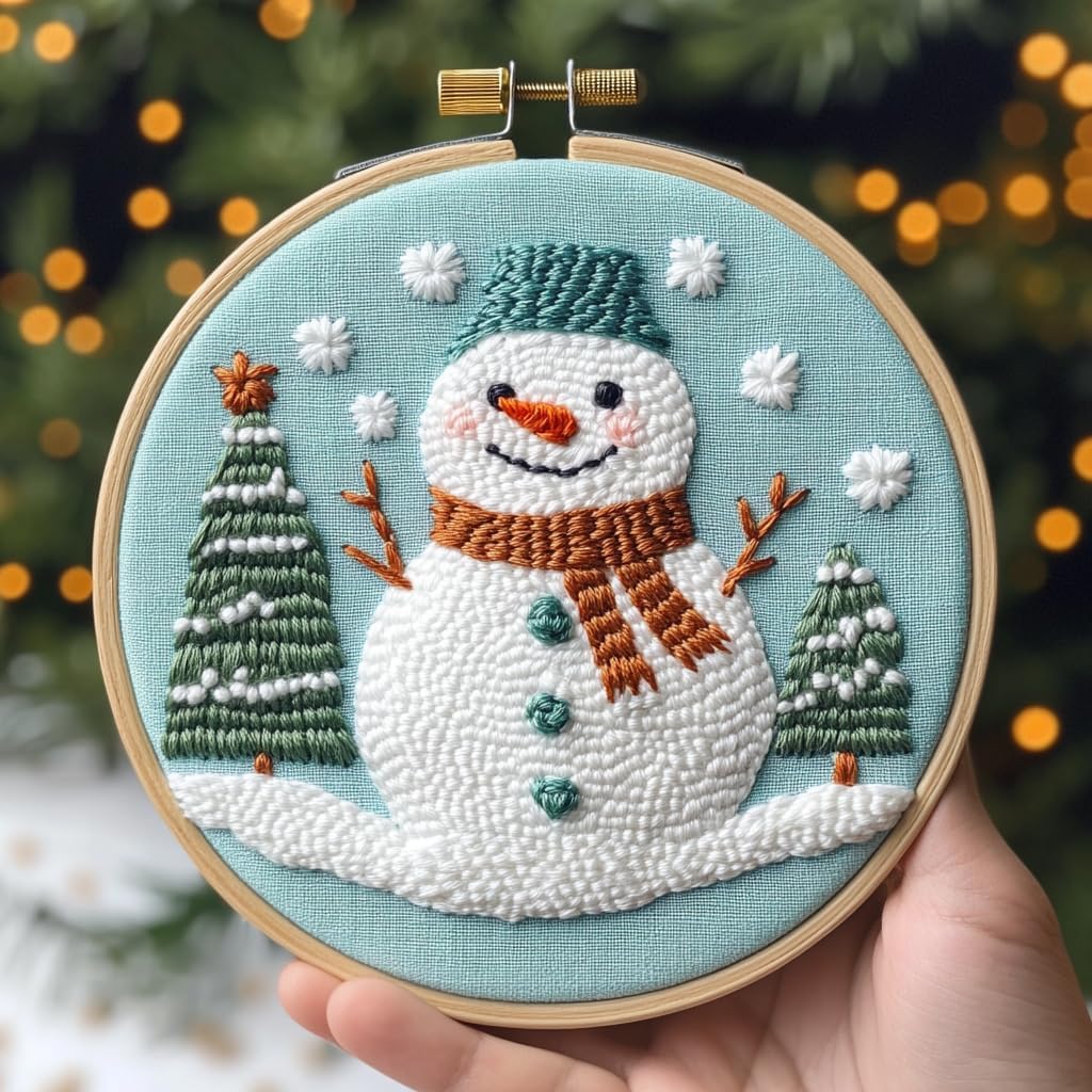 Amazon.com: Punch Needle Kit for Beginners – Snowman Punch Stitching Kit for Adults, DIY Needle ...