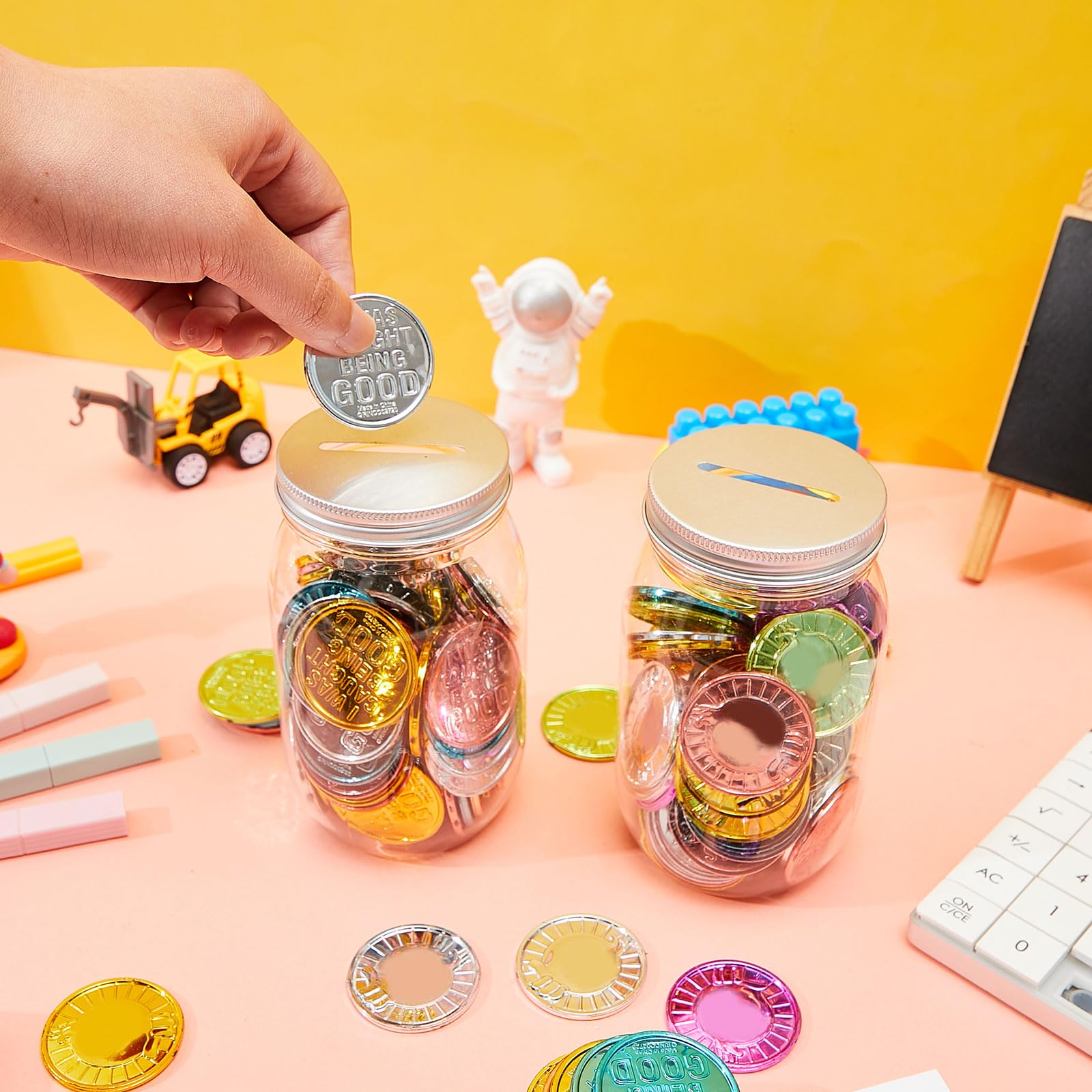 Snapklik.com : 6 Pcs Coin Jars For Behavior Tokens Bulk Plastic Reward ...