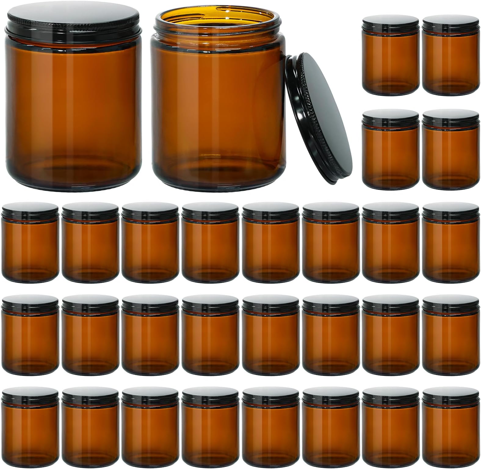 Amazon.com: Lallisa 32 Pieces 8 oz Amber Round Glass Jars Empty ...
