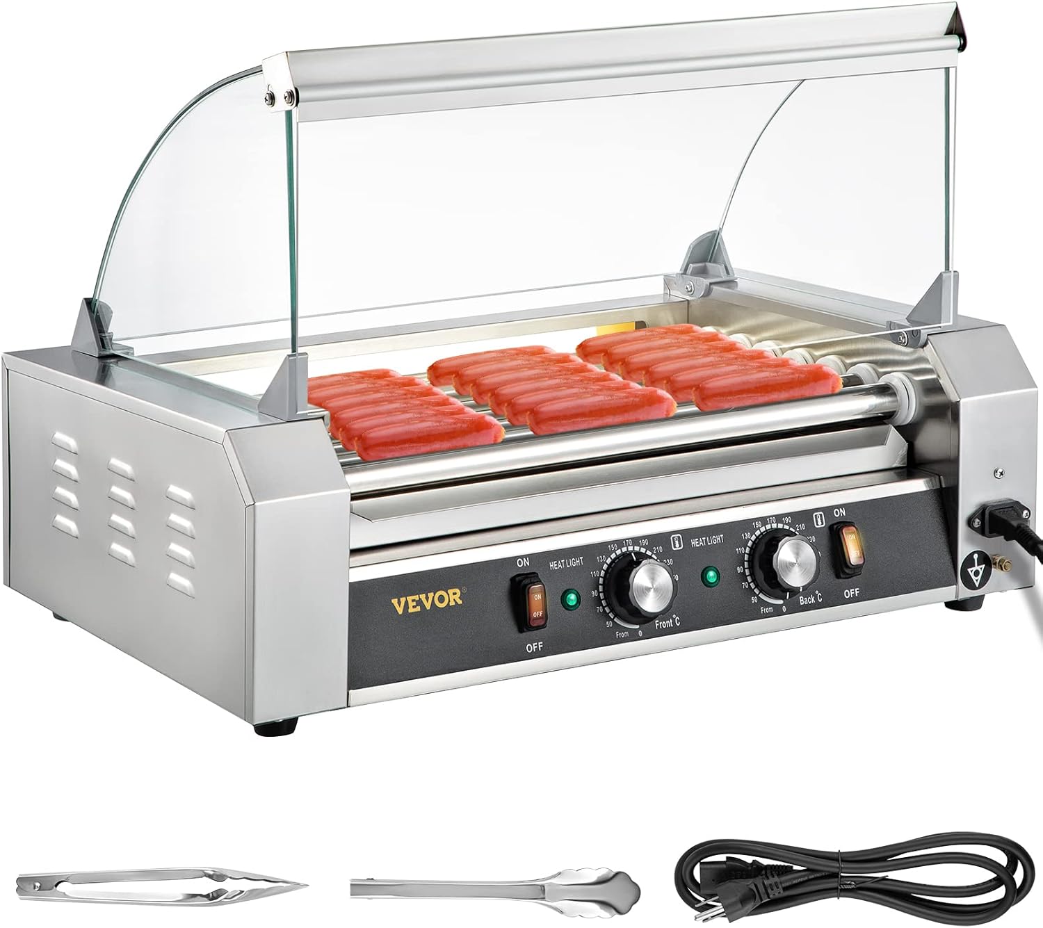 Amazon.com: VEVOR Hot Dog Roller, 18 Hot Dog Capacity 7 Rollers, 1050W ...