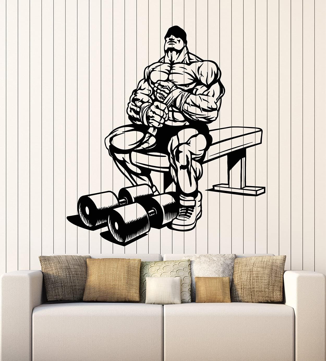 Amazon.com: Vinyl Wall Decal Gym Bodybuilding Fitness Strongman Iron ...