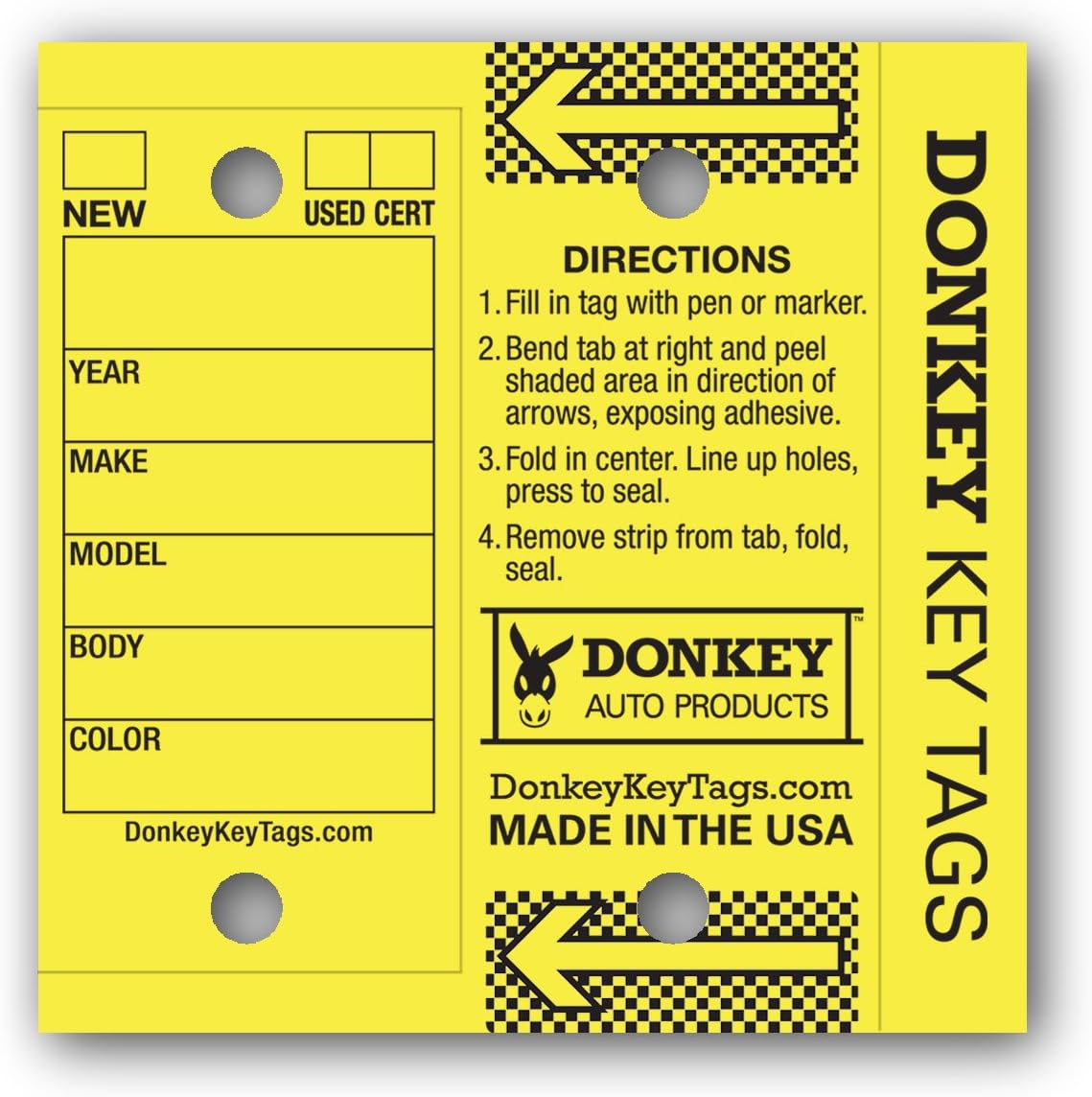 Amazon.com : Donkey Key Tags - Half Pack - Laminated Self-Protecting ...
