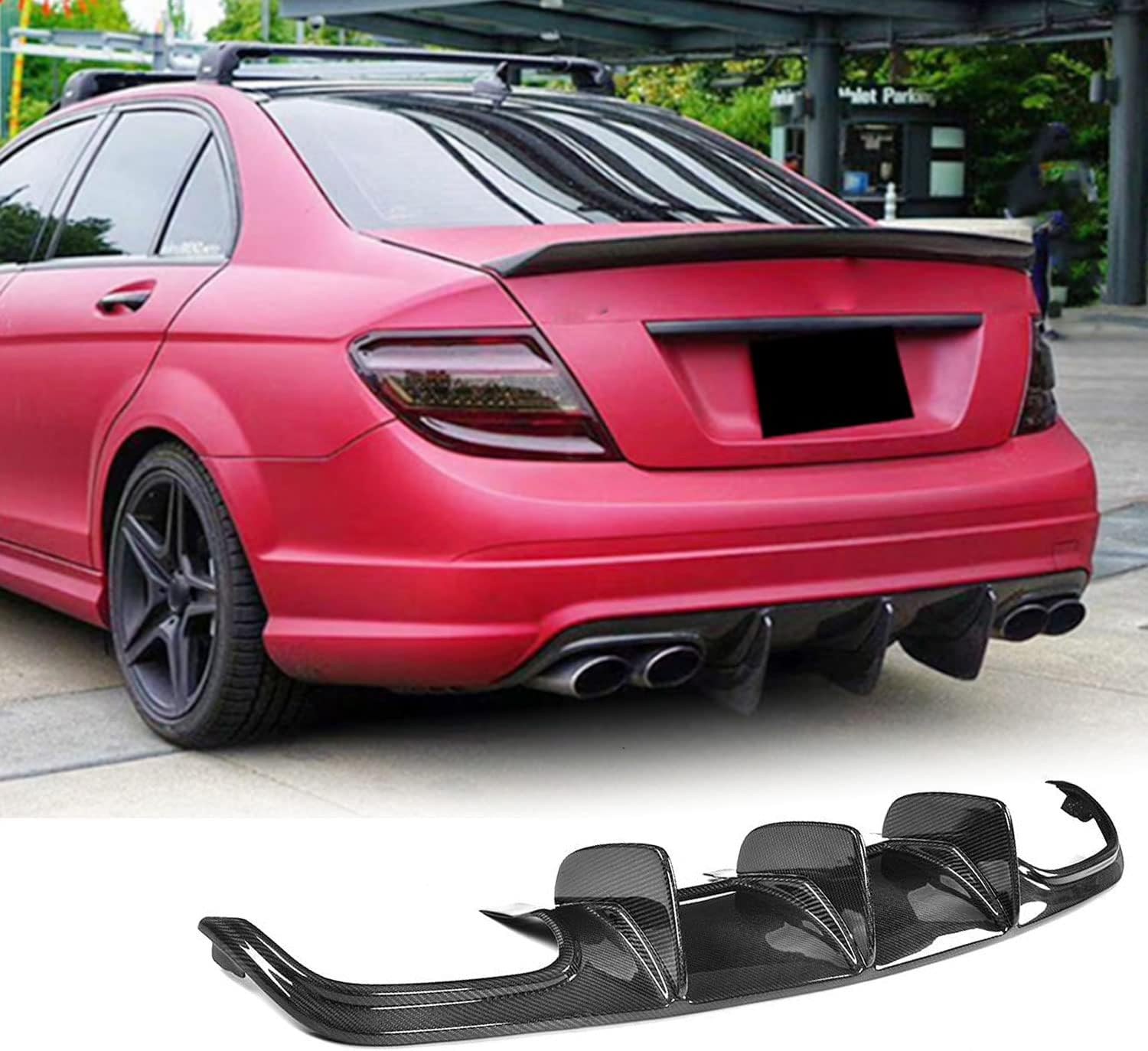 Amazon.com: MCARCAR KIT Carbon Fiber Rear Bumper Diffuser for Mercedes ...