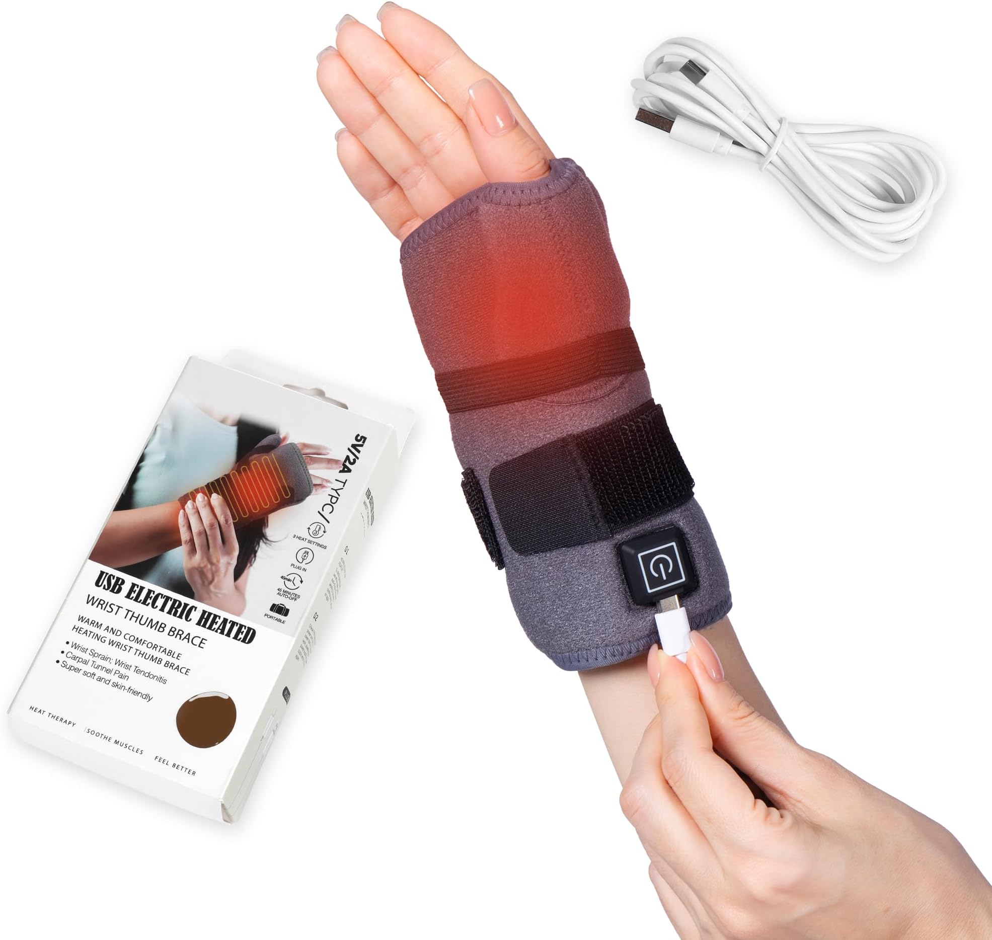 Amazon.com: USB Wrist Heating Pad, Carpal Tunnel Brace, with 3 Heat and ...