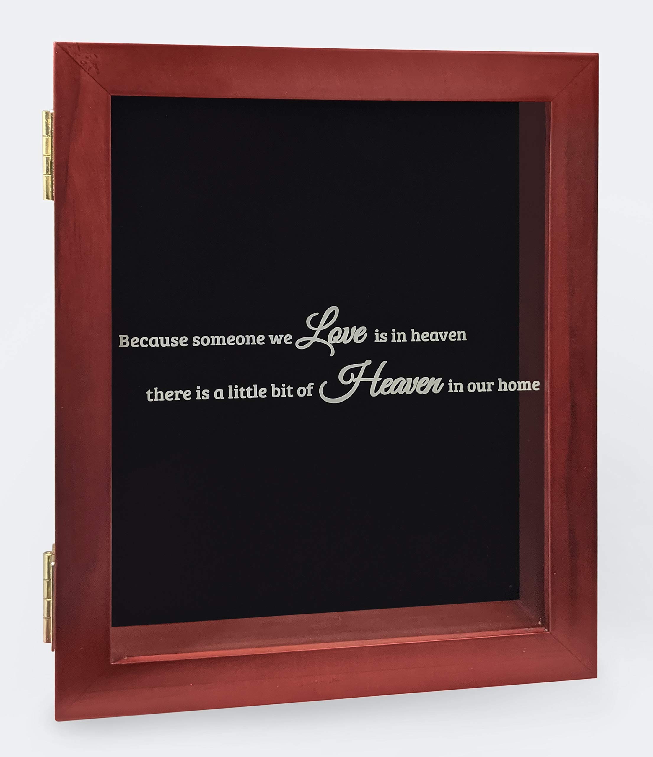 Buy LMNO Design Memorial Shadow Box Display Case, Dark Cherry Wood red ...