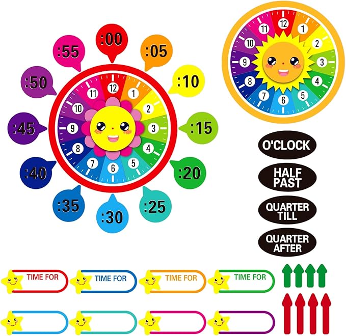 Amazon.com: WhatSign Telling Time Bulletin Board Set - 34Pc Kids Clock ...
