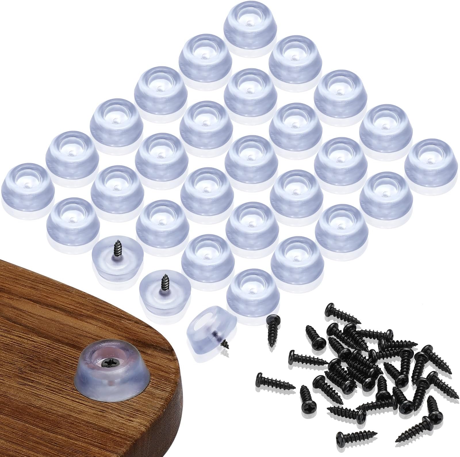 Amazon.com: 20 Small Clear Round Rubber Feet W/SCREWS- .250 H X .671 D ...