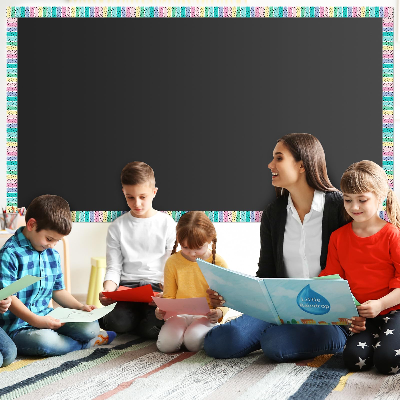 Snapklik.com : Zonon Classroom Bulletin Board Border 65 Feet Polka Dot ...