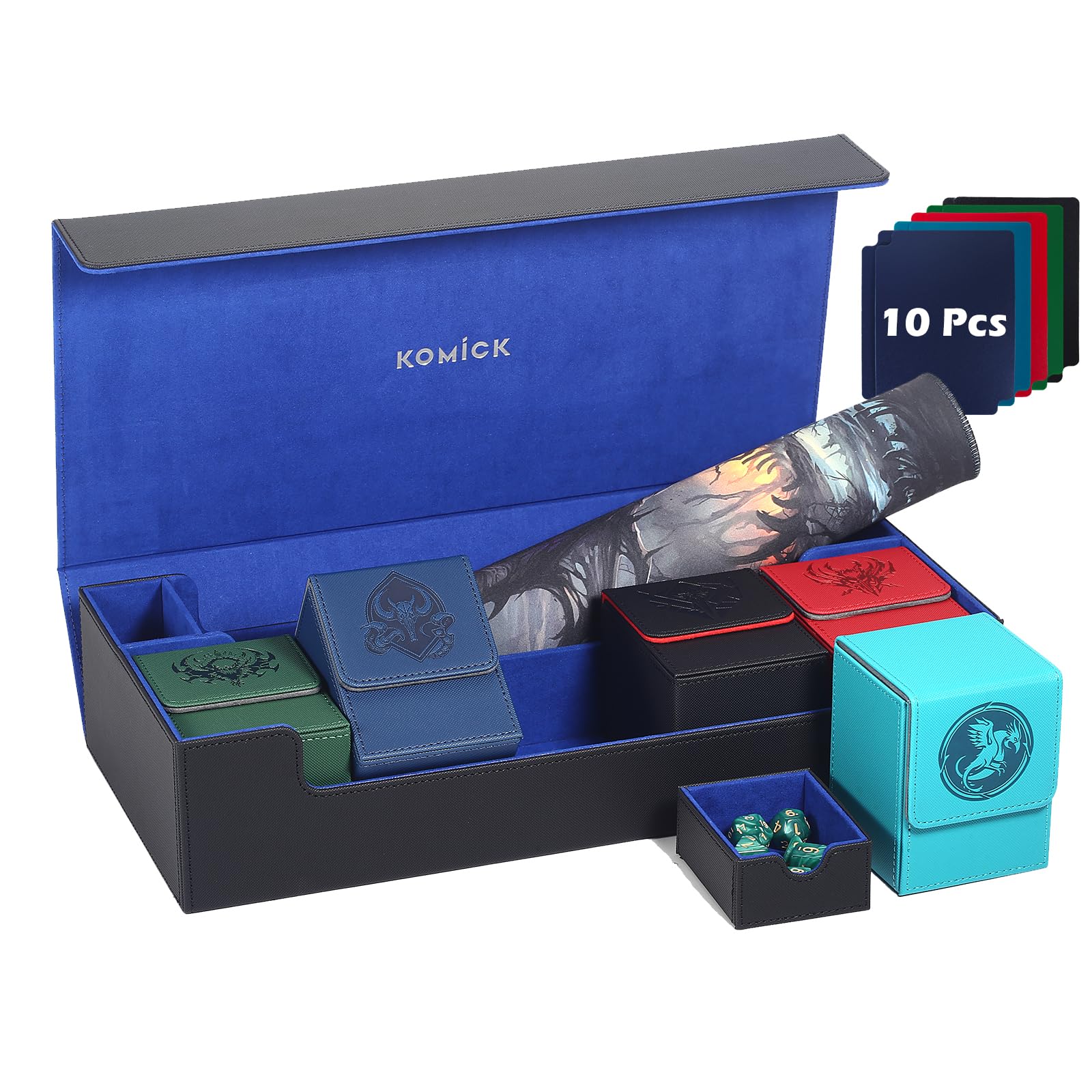 Amazon.com: Komick Ultimate 6-in-1 Card Deck Box Set with Playmat Dice ...