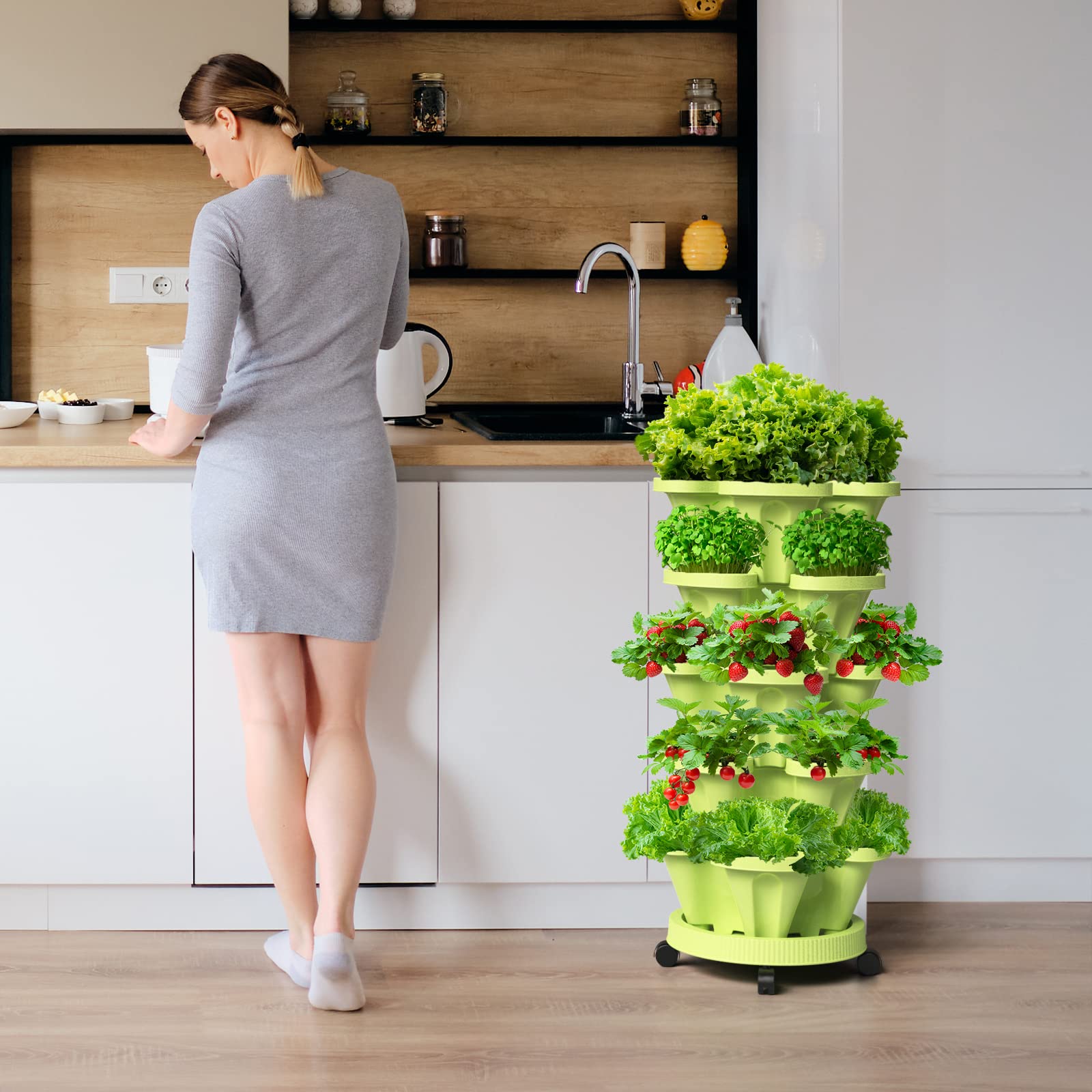 Snapklik.com : Tectsia Strawberry Stacking Planters, Vertical Garden ...