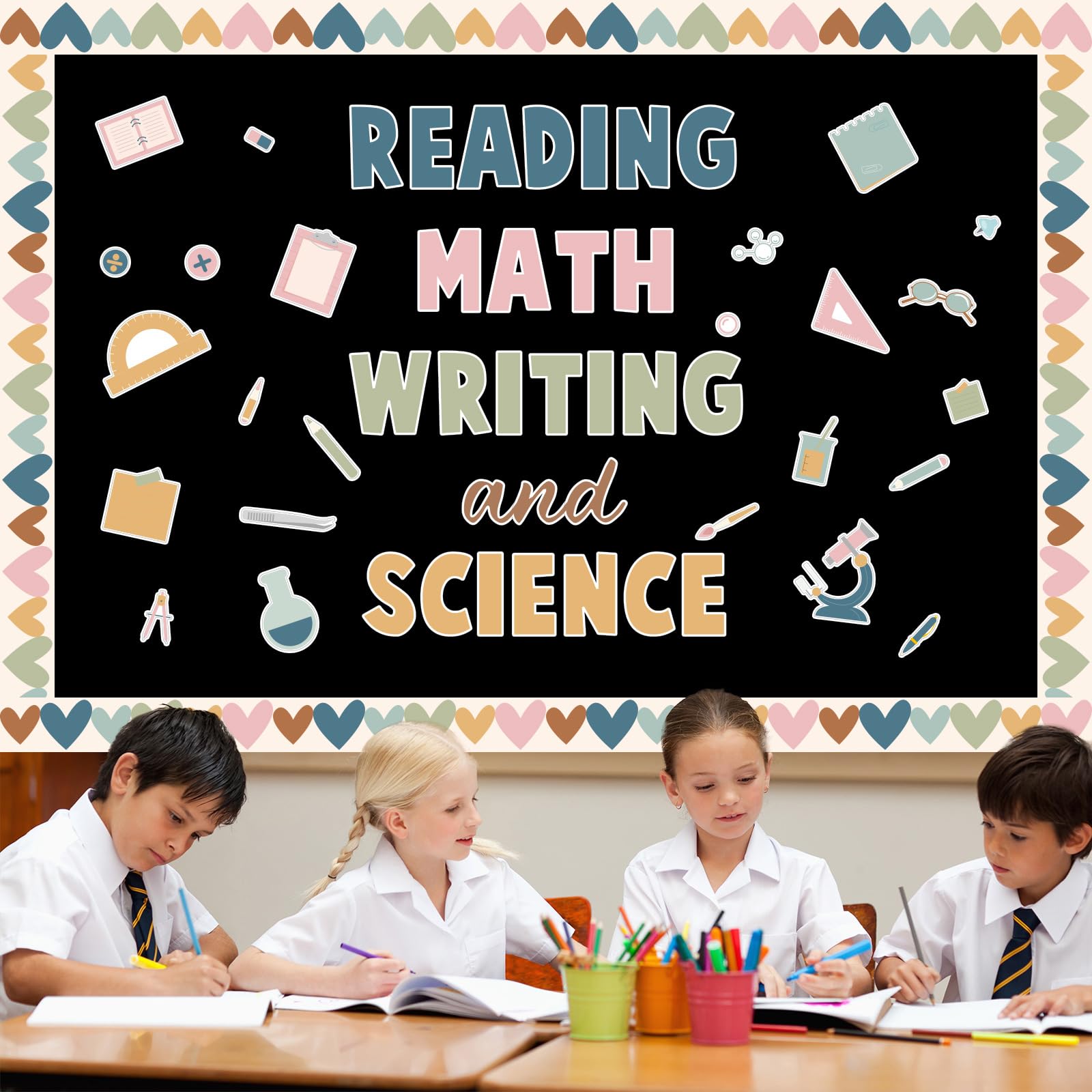 Snapklik.com : Boho Reading Math Writing And Science Bulletin Board Set ...