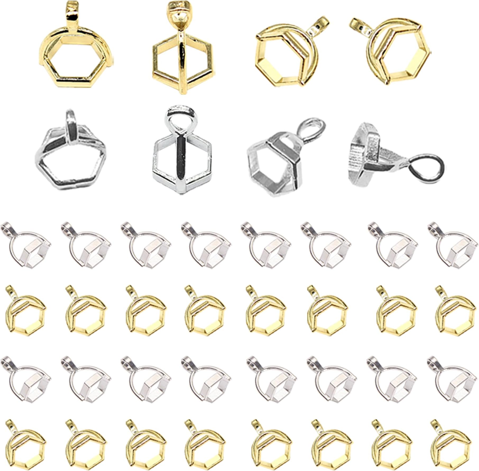 Amazon.com: OLYCRAFT 100Pcs 2 Color Bullet Pendant Bails Hexagon Bead ...