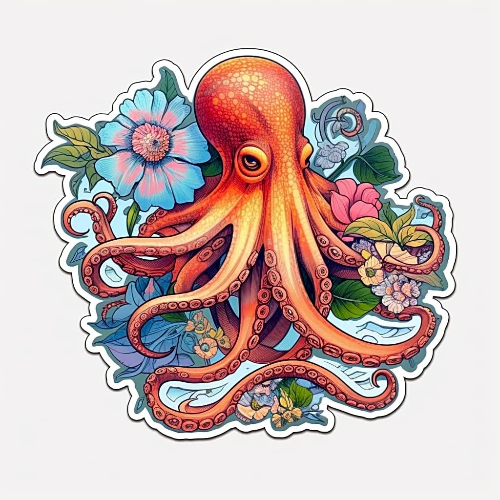Amazon.com - Octopus Ii Vinyl Sticker Waterproof Decal Laptop Wall ...