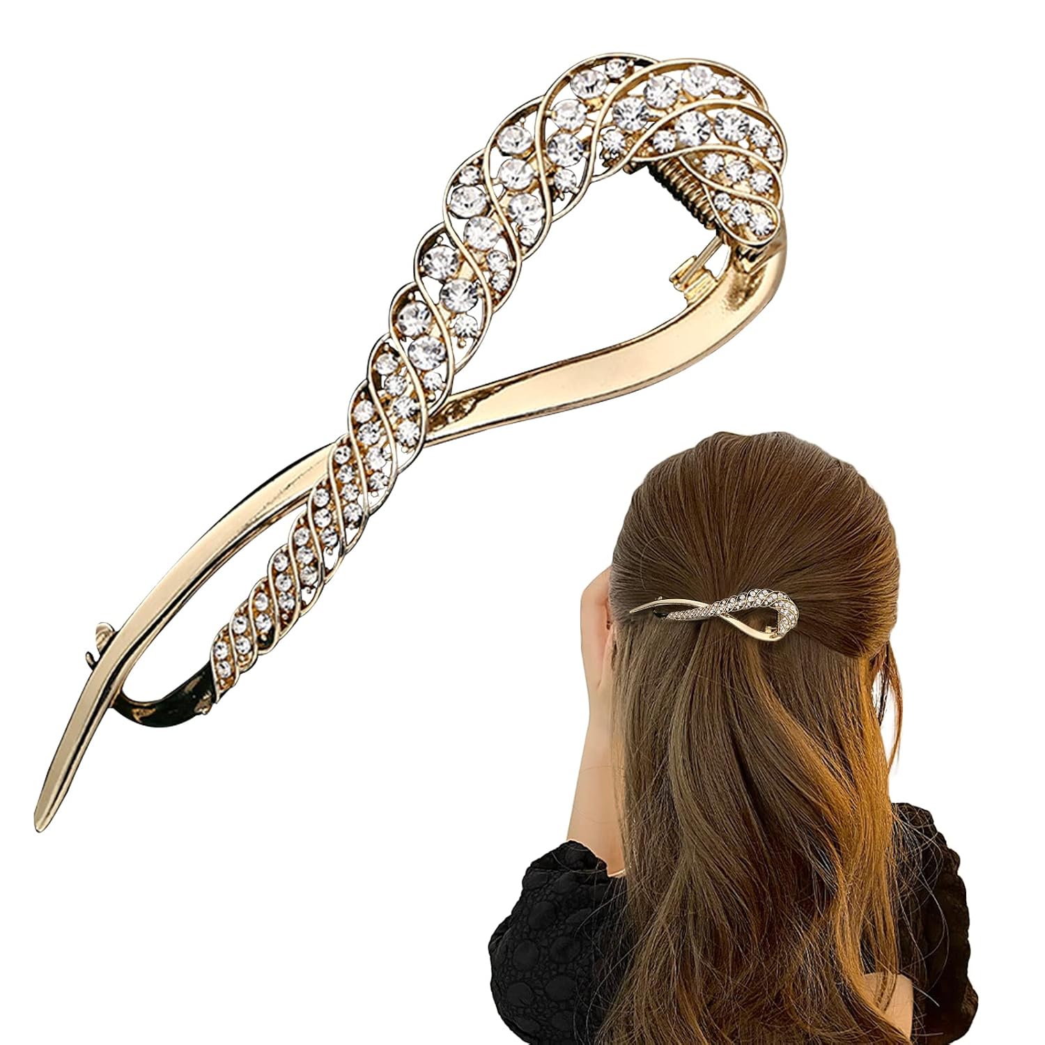 Amazon.com : AEGYPIUS French Twist Hair Clip, Rhinestone Hair Clip, Non ...