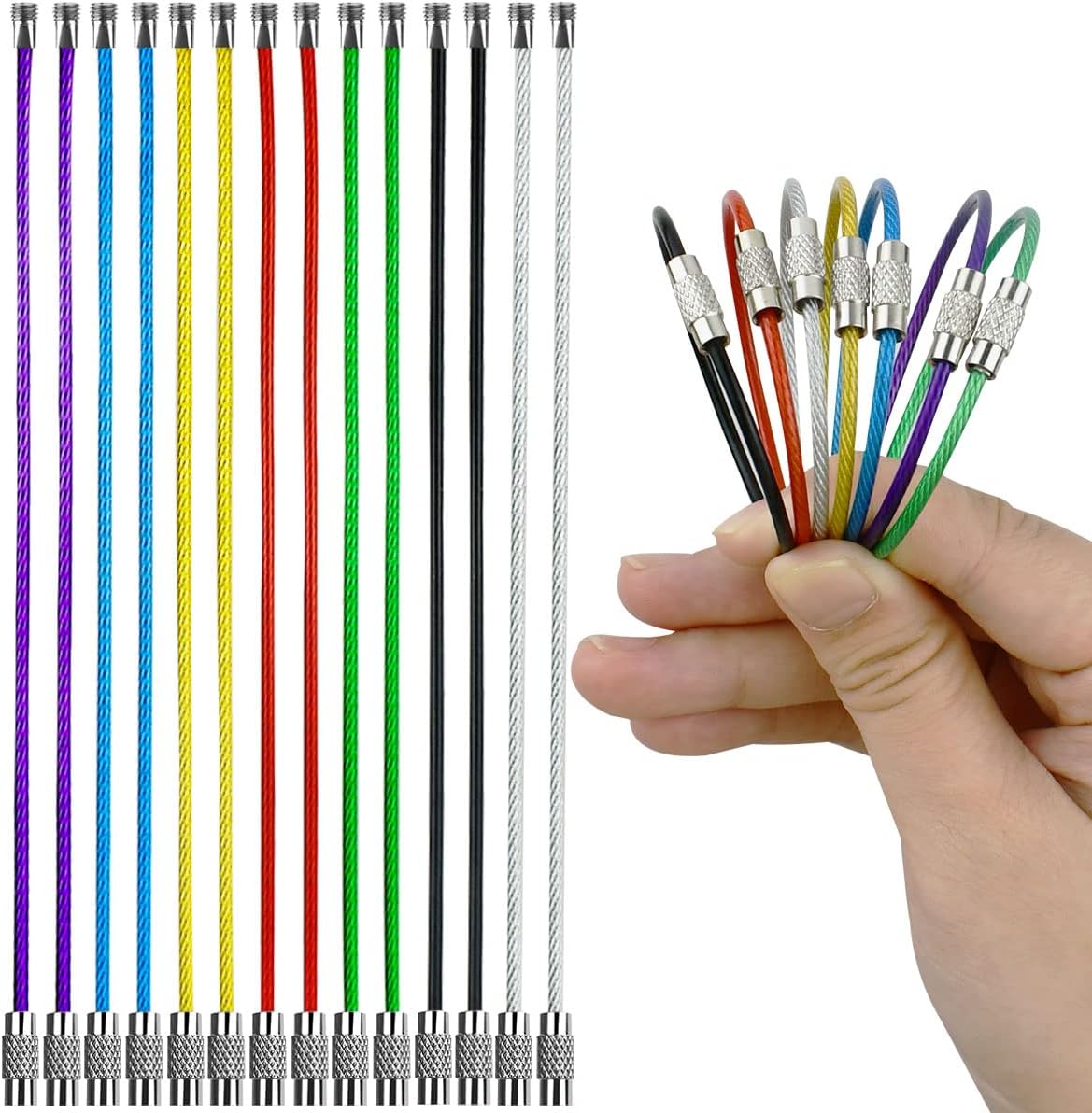 Amazon.com: bayite Key Rings Stainless Steel Wire Keychains Cable Heavy ...